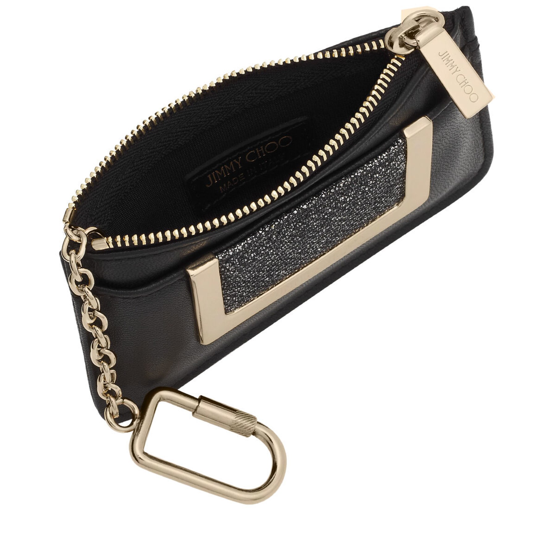 Black Nappa Leather and Lamé Glitter Key Holder | Nancy | Cruise 15 ...
