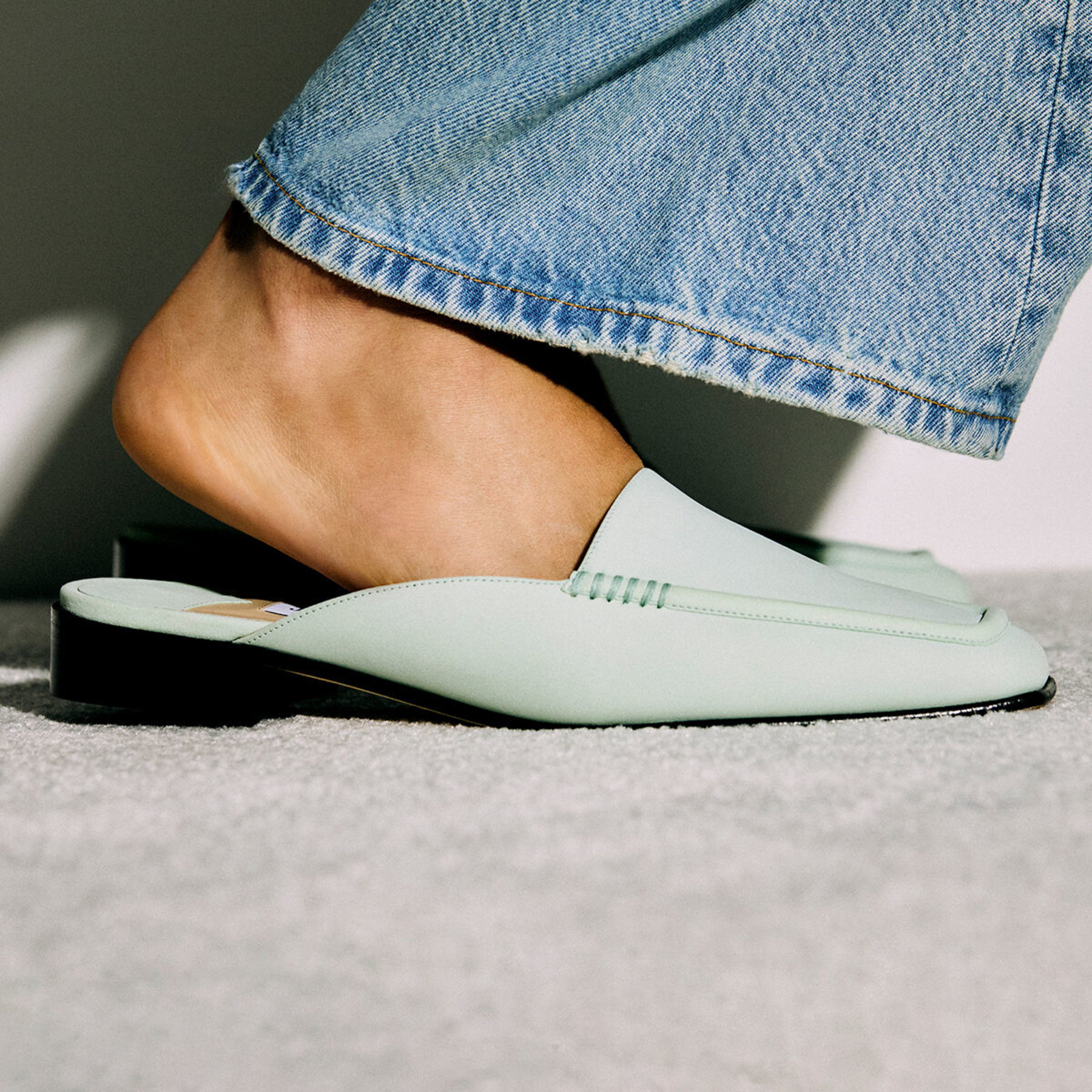 Slide | Mint Nubuck Leather Mule | JIMMY CHOO