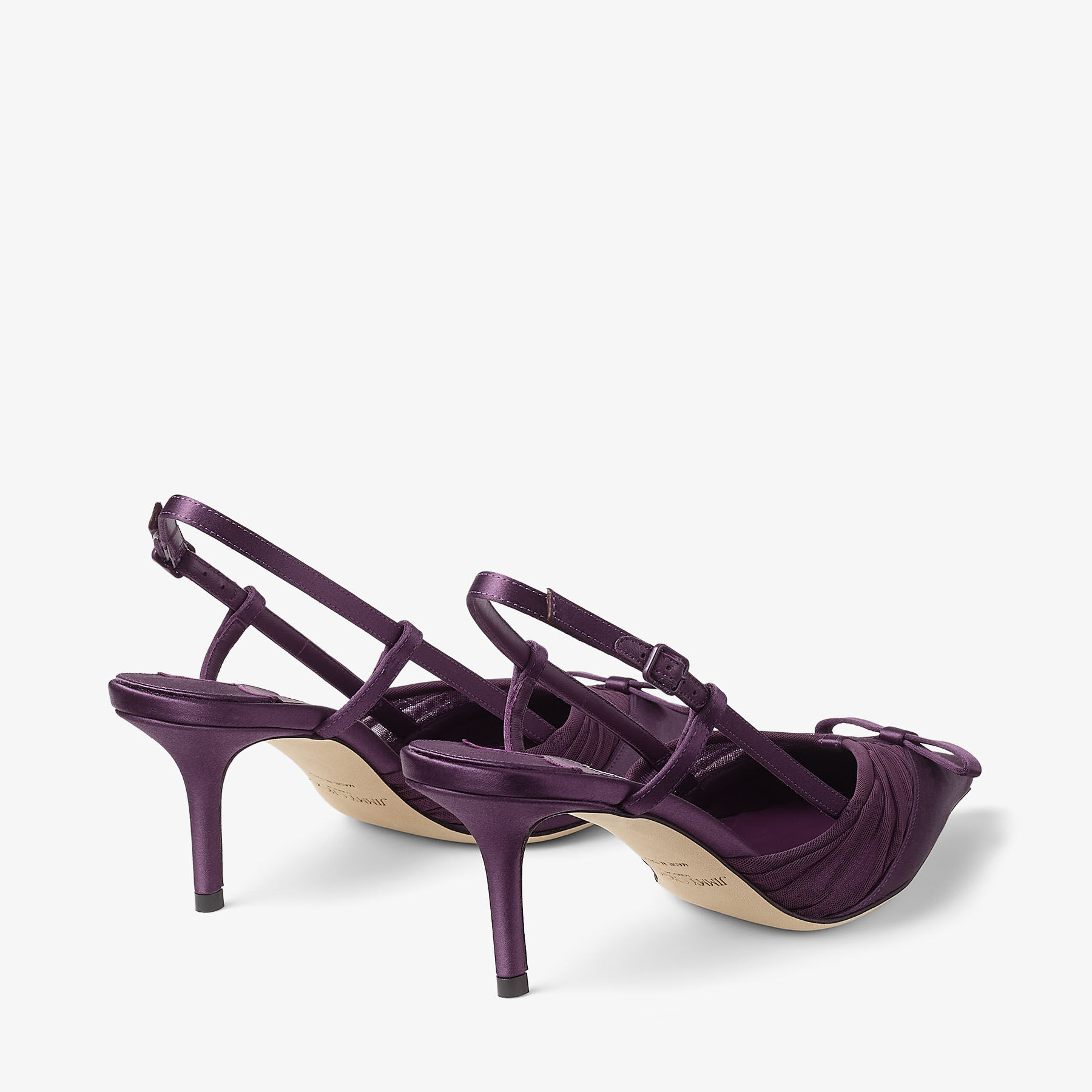 Afia Mesh Sling Back 65 | Winter Bloom Satin and Ruched Tulle Pumps ...