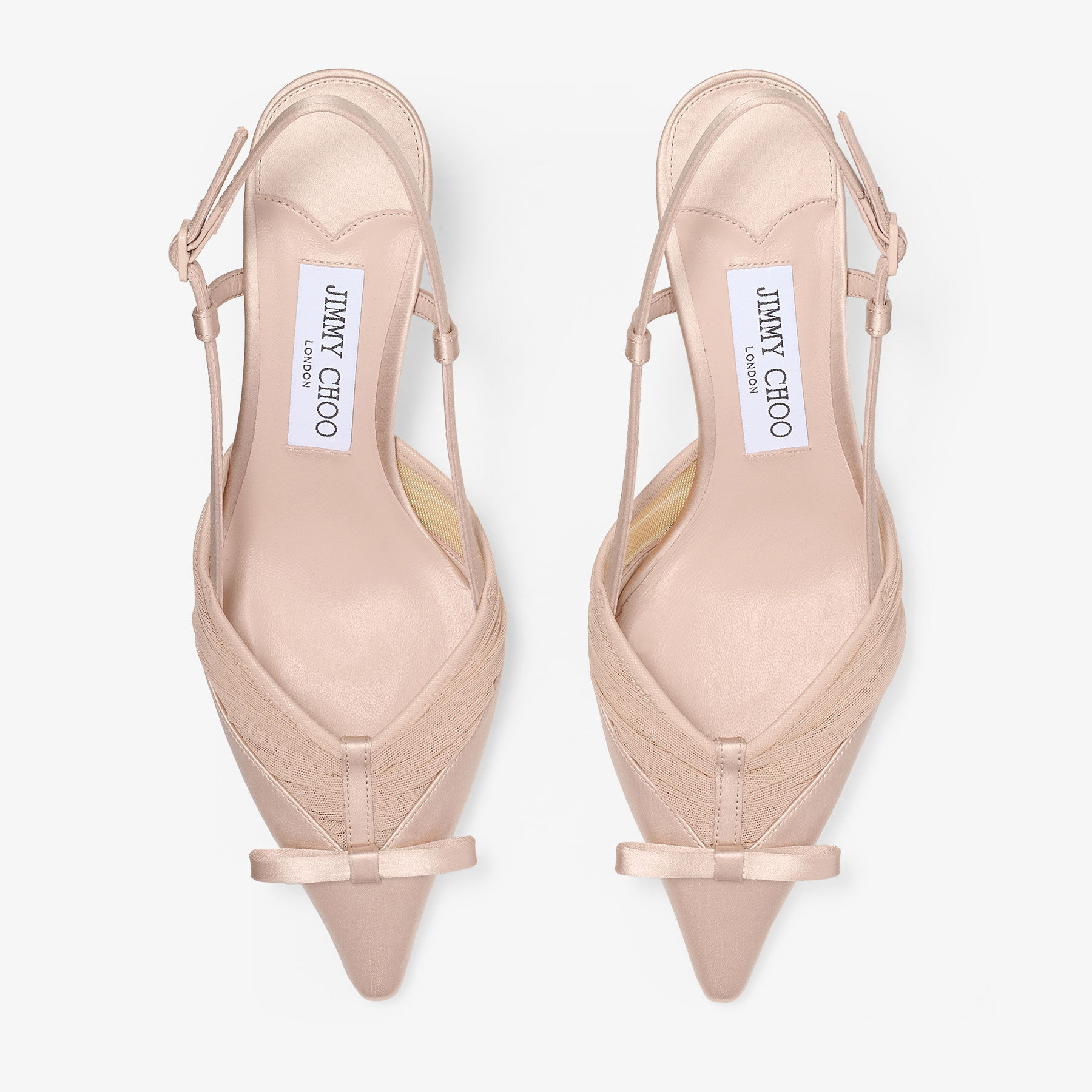 Afia Mesh Sling Back 65 | Macaron Satin with Ruched Tulle Slingbacks ...