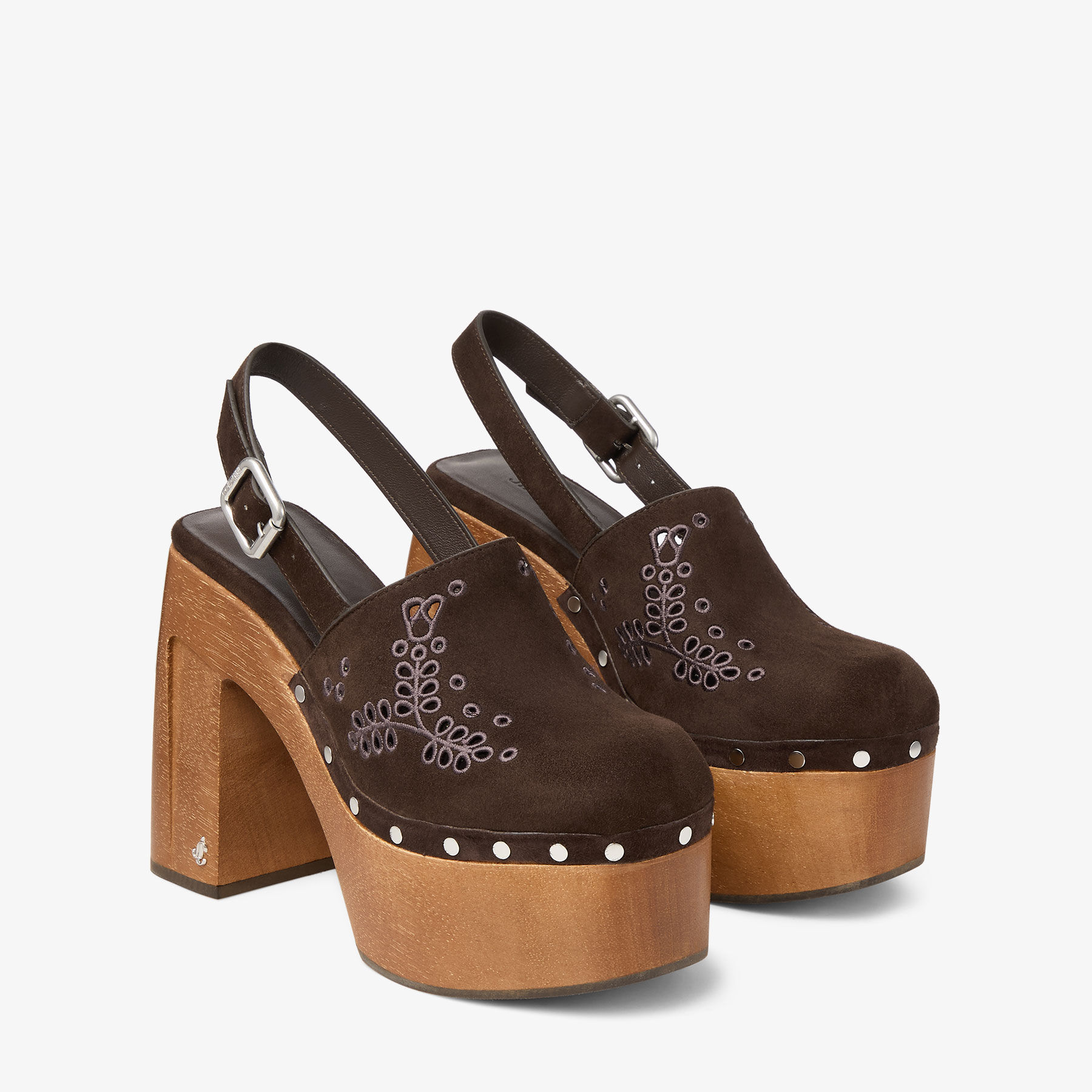 Alida Platform 135 |Suede Slingback Clog with Sangallo Embroidery ...