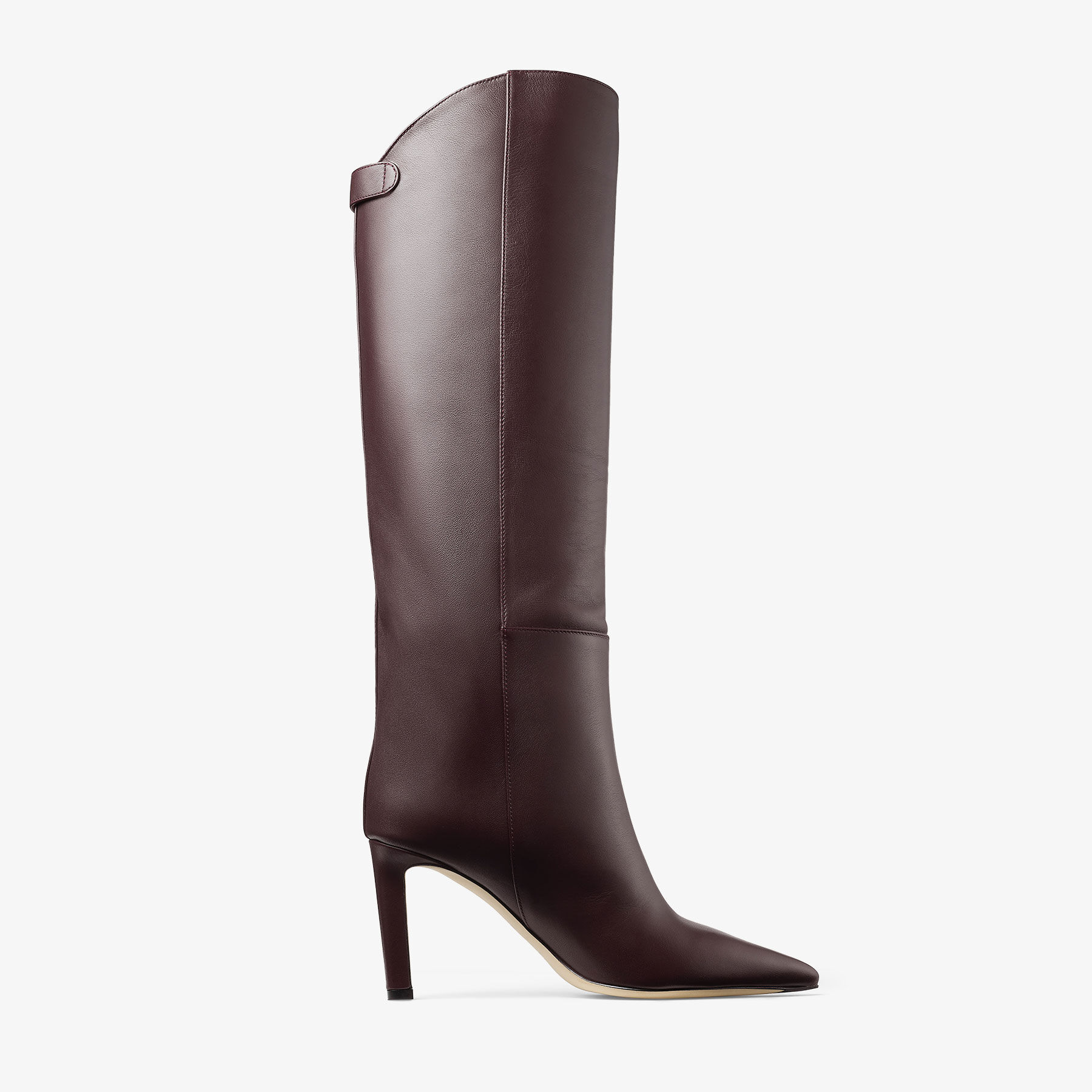 Alizze Knee Boot 85 | Deep Merlot Smooth Leather Knee High Boots ...