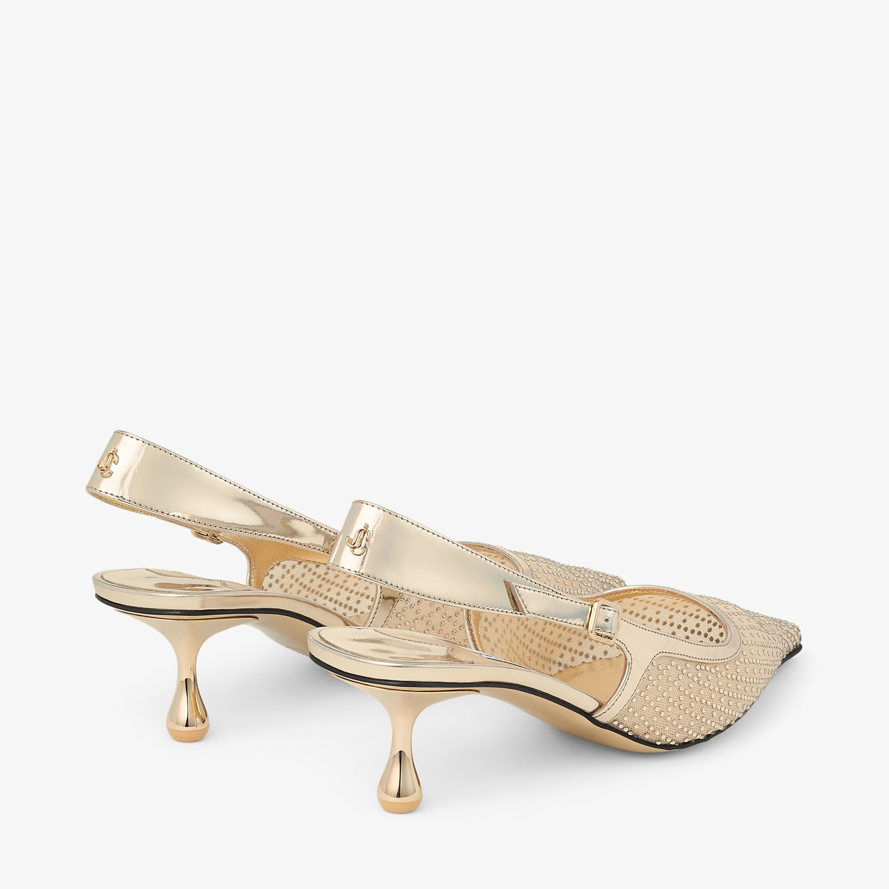 Amel 50 | Gold Illusion Crystal Mesh and Liquid Metal Leather Pumps ...