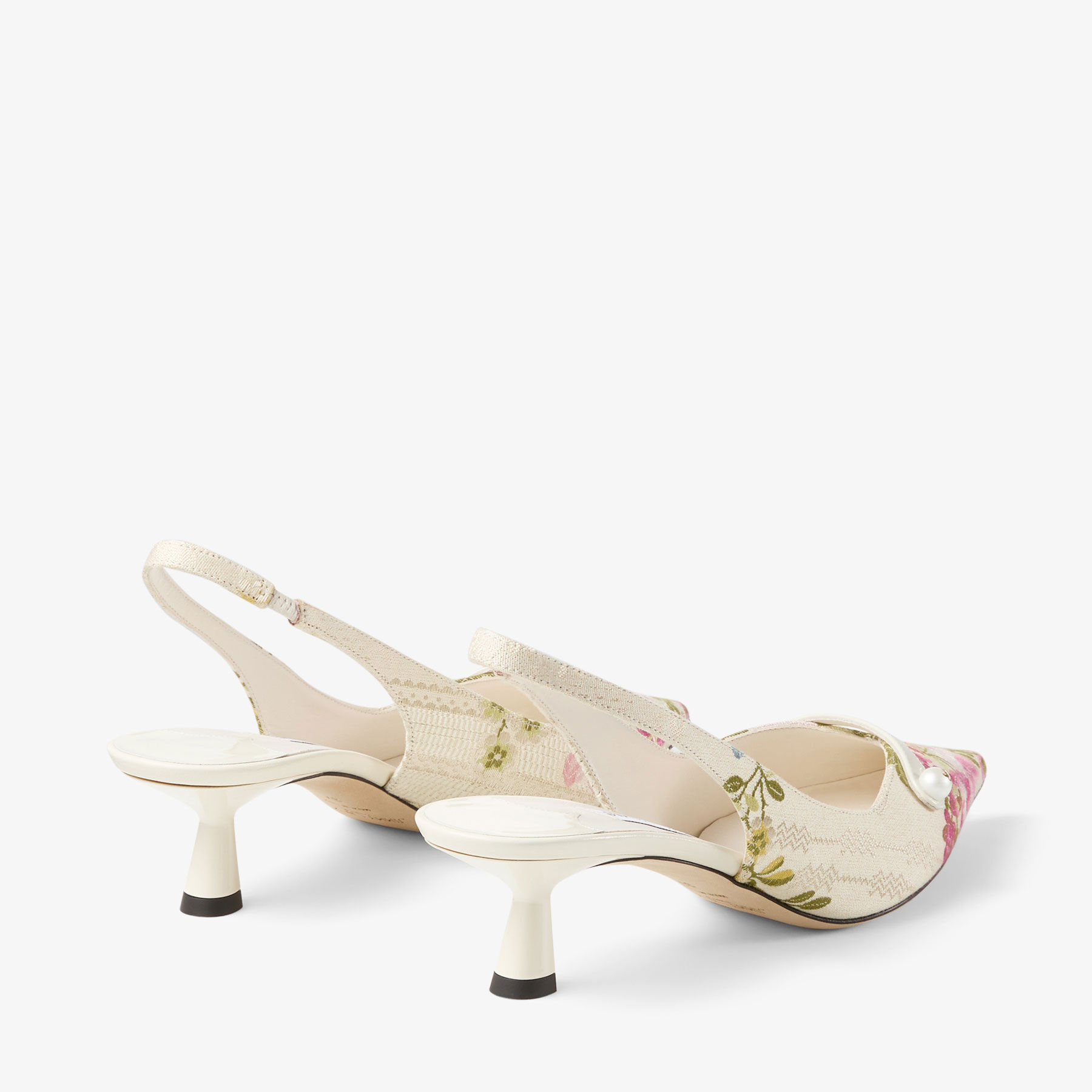 Amita 45 |Rose Floral Jacquard Slingbacks | JIMMY CHOO