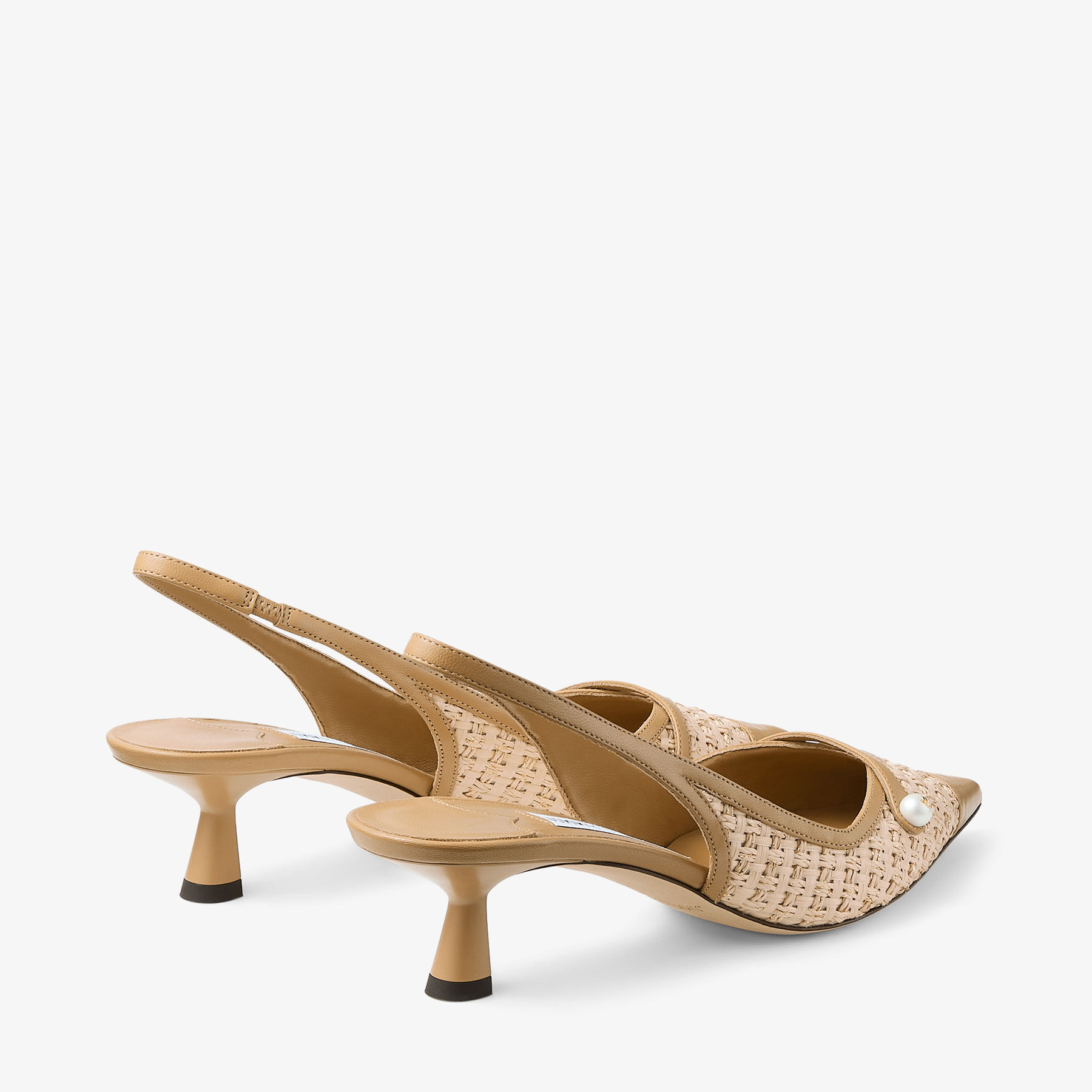 Amita45 | Décolleté slingback in pelle e rafia color cappuccino | JIMMY ...
