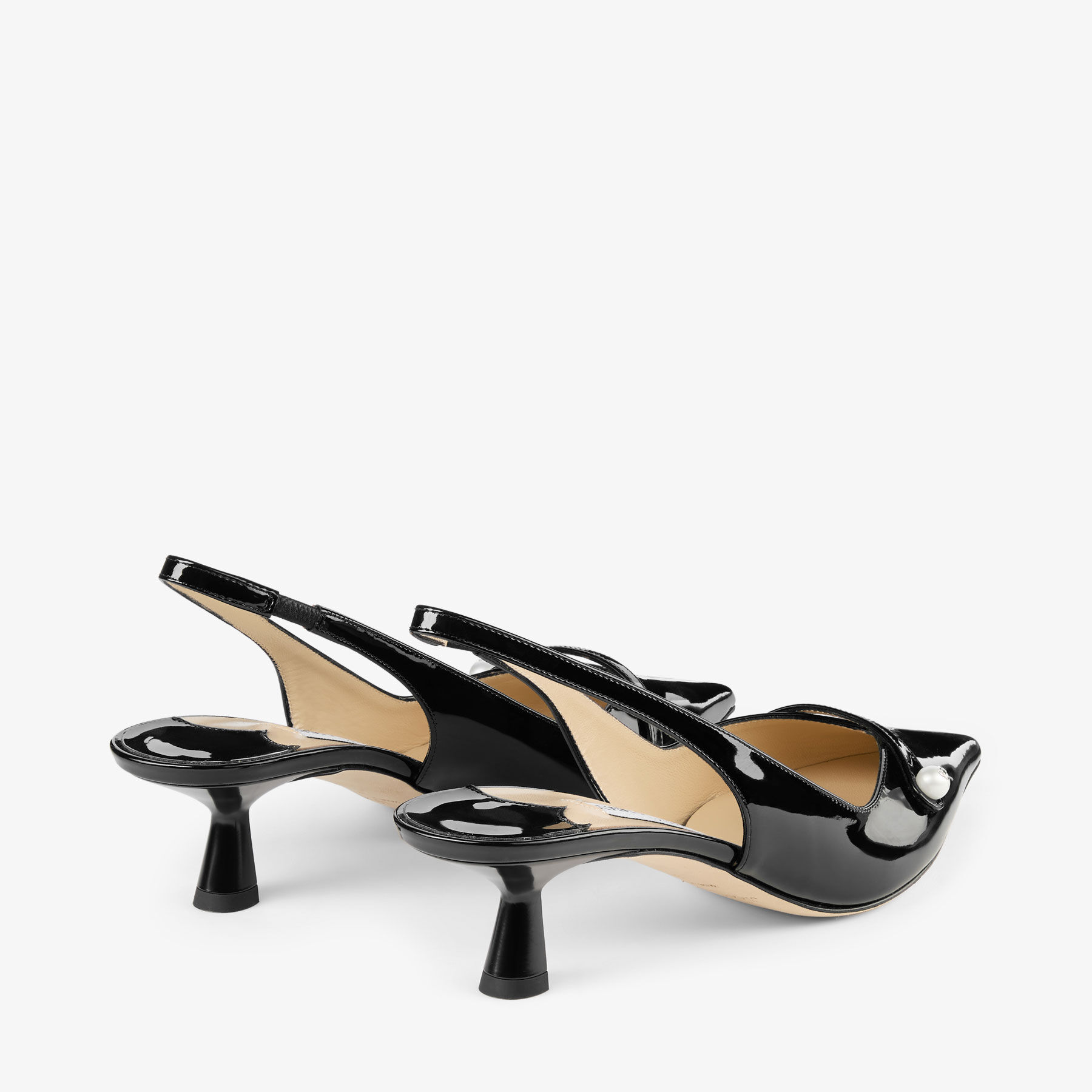 Amita 45 | Black Patent Leather Slingbacks | JIMMY CHOO