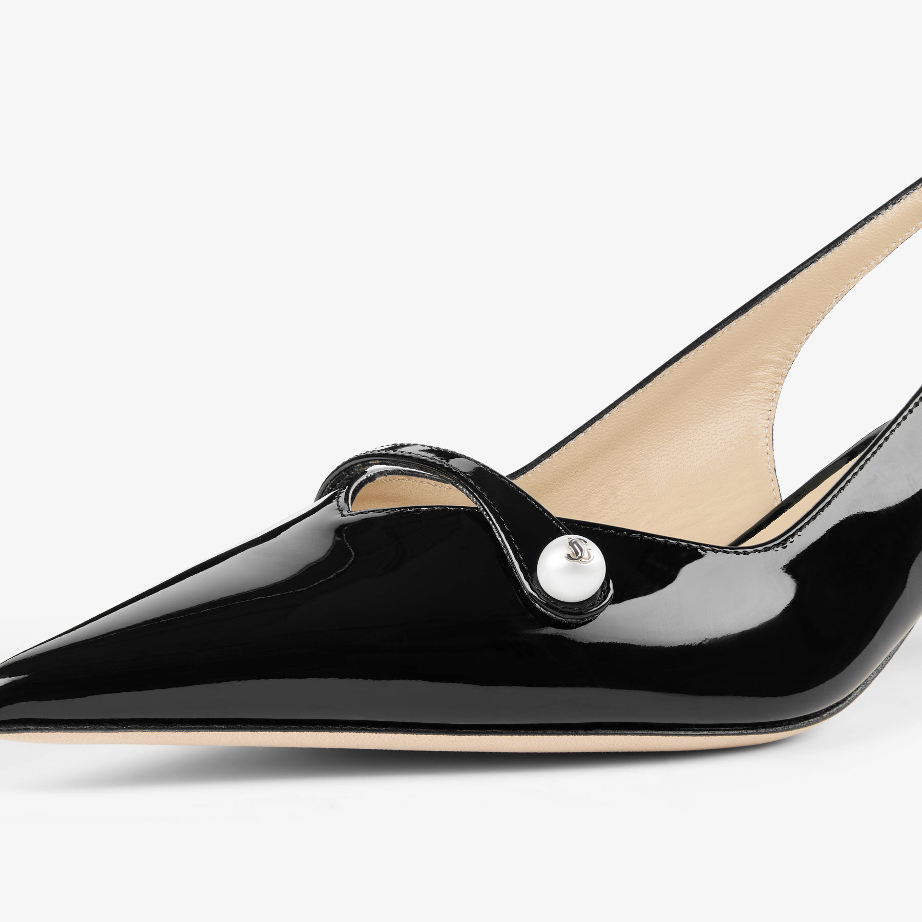Amita 45 | Black Patent Leather Slingbacks | JIMMY CHOO
