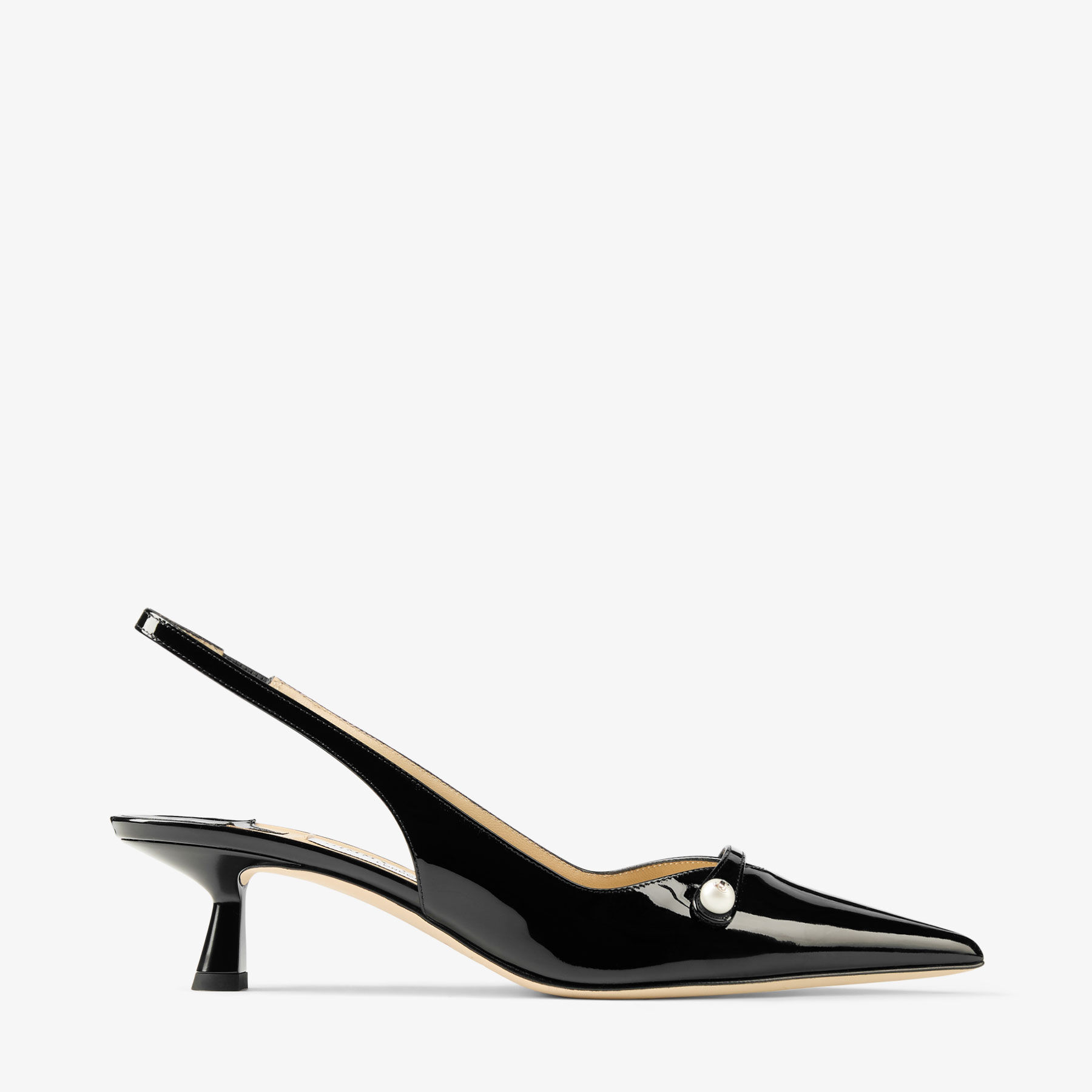Amita 45 | Black Patent Leather Slingbacks | JIMMY CHOO