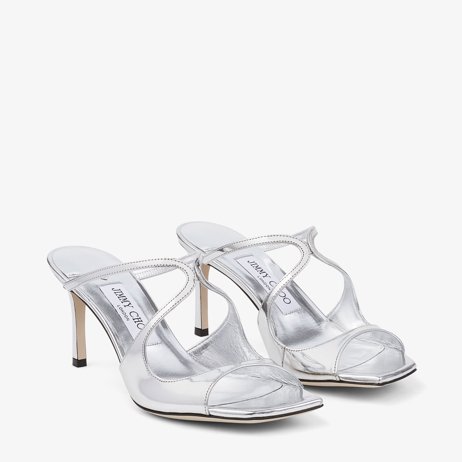 Anise 75 | Silver Metallic Leather Sandals | JIMMY CHOO AU