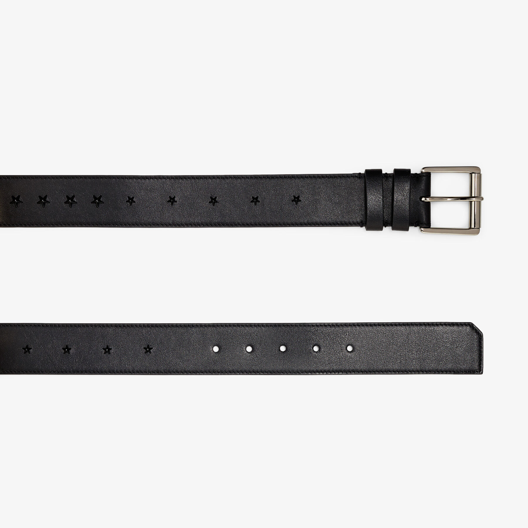 ARCHER | Black and Gunmetal Calf Leather Belt with Degrade Stars ...