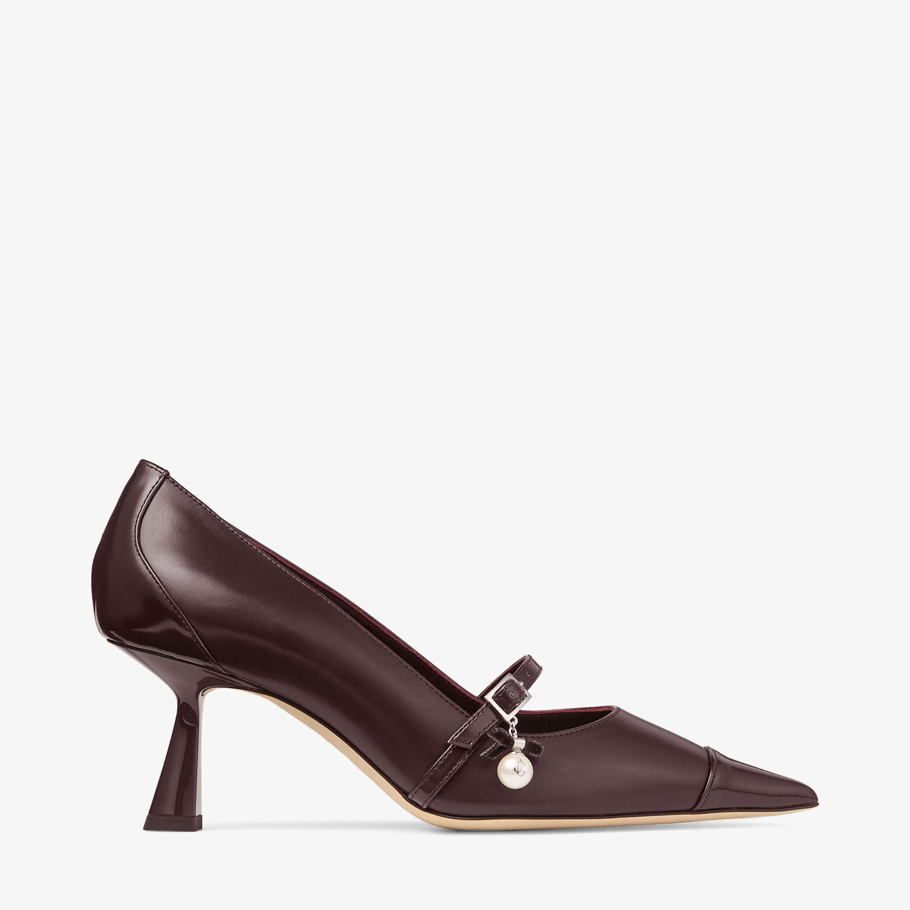 Aren Pump 65 | Deep Merlot Panache Pumps with Pearl Charm | JIMMY CHOO