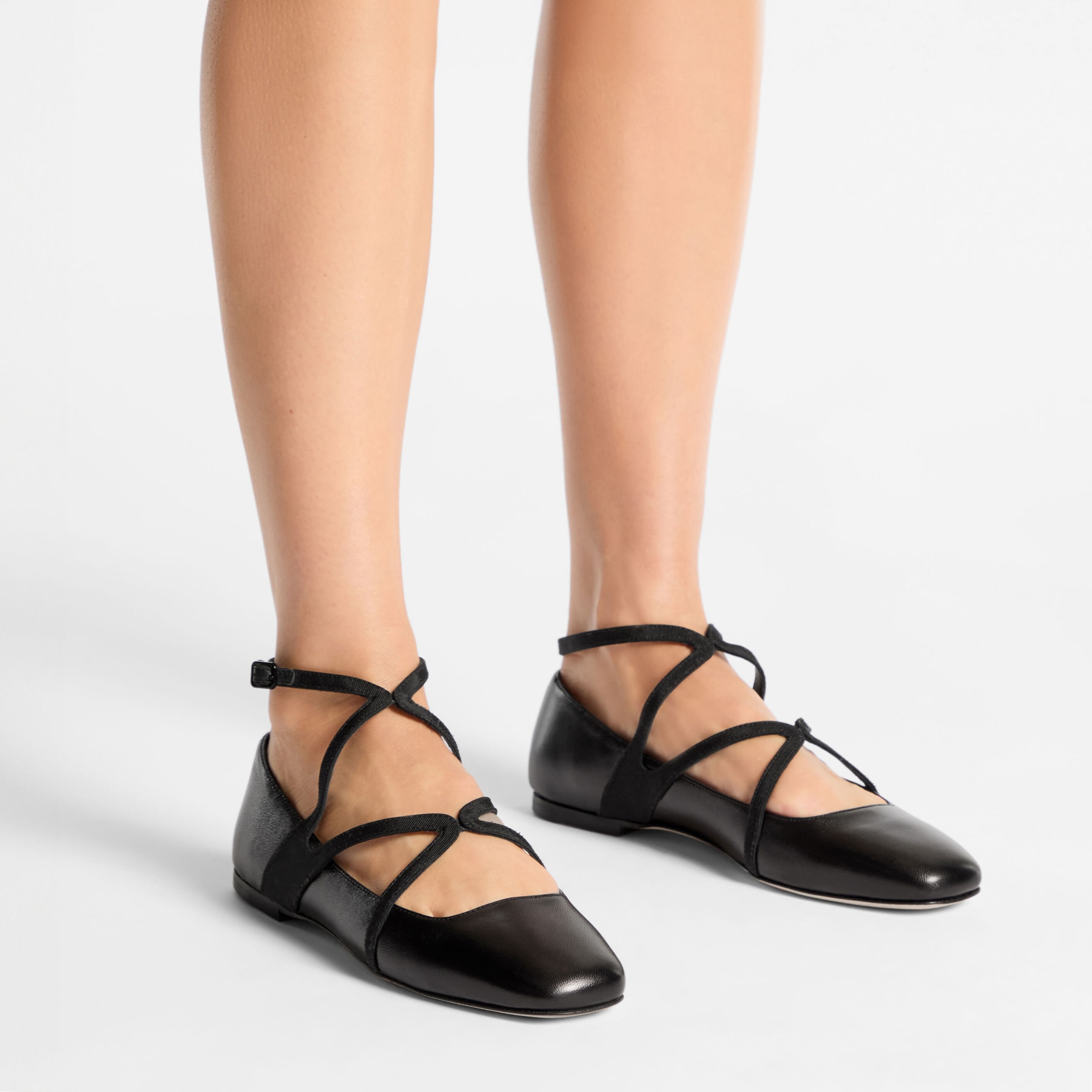 Astoria Flat | Black/Black Nappa Leather Flats | JIMMY CHOO