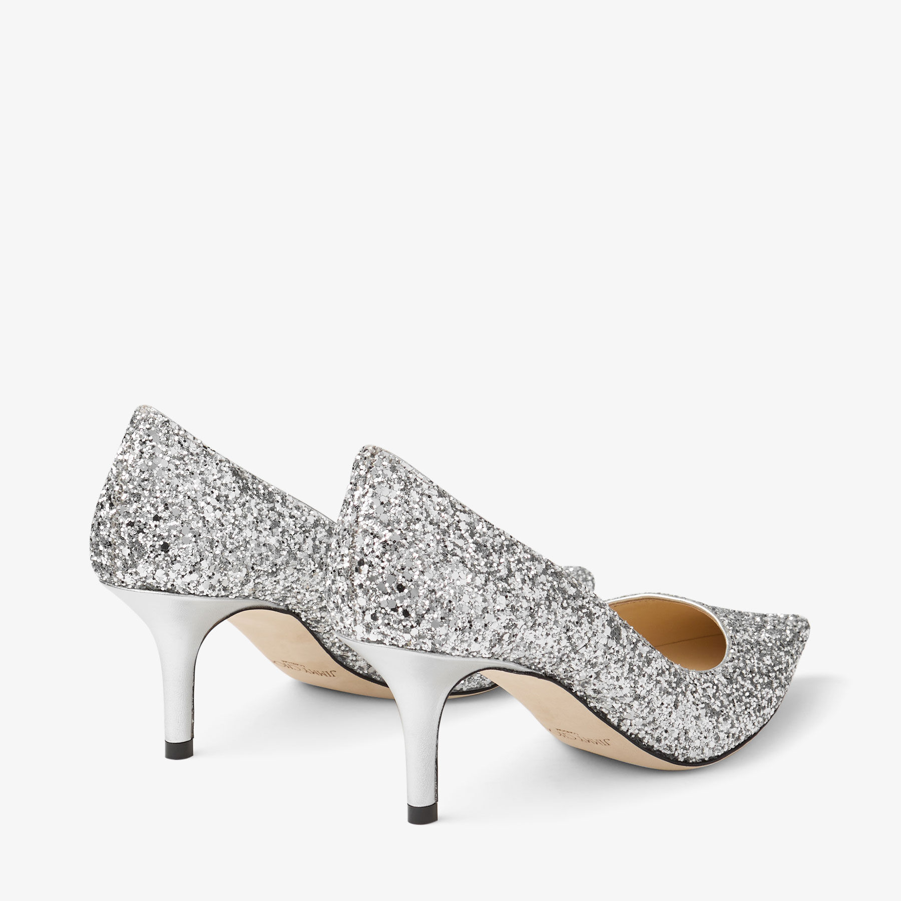 Aurora |Silver Coarse Glitter Fabric Pumps | JIMMY CHOO