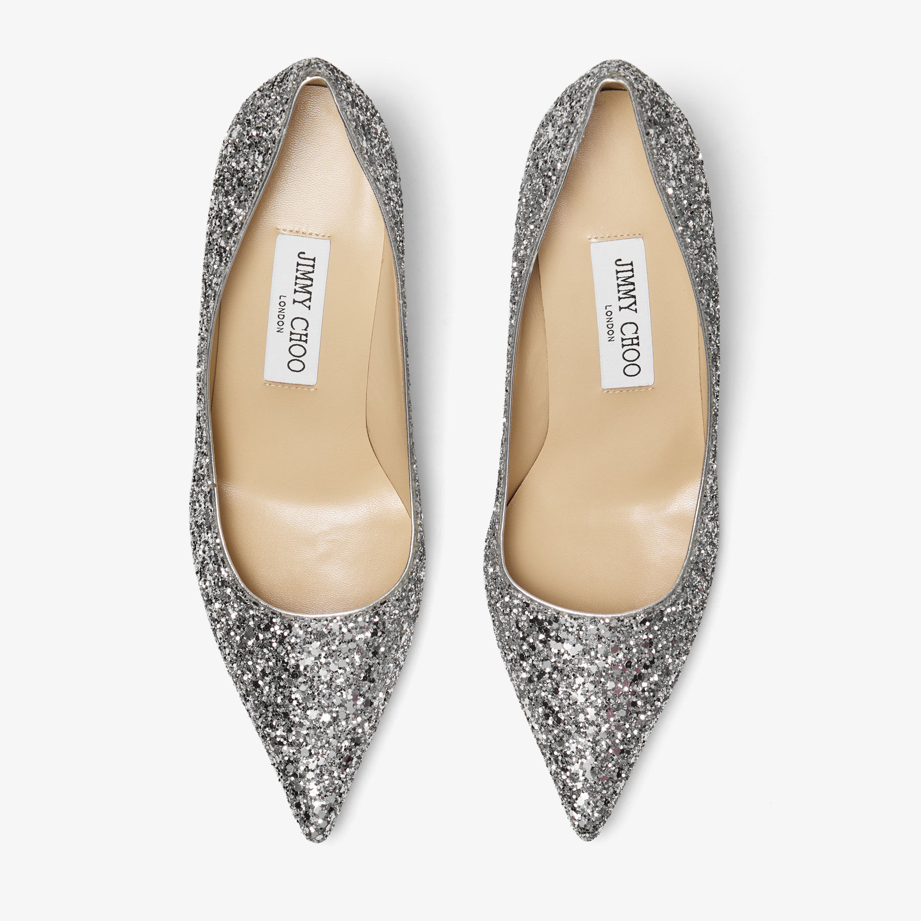 Aurora |Silver Coarse Glitter Fabric Pumps | JIMMY CHOO