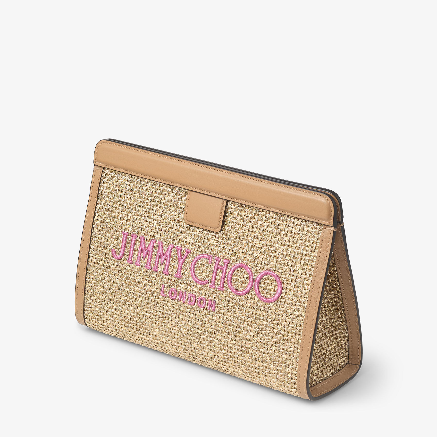 Avenue Pouch | Gold Metallic Raffia Pouch | JIMMY CHOO AU