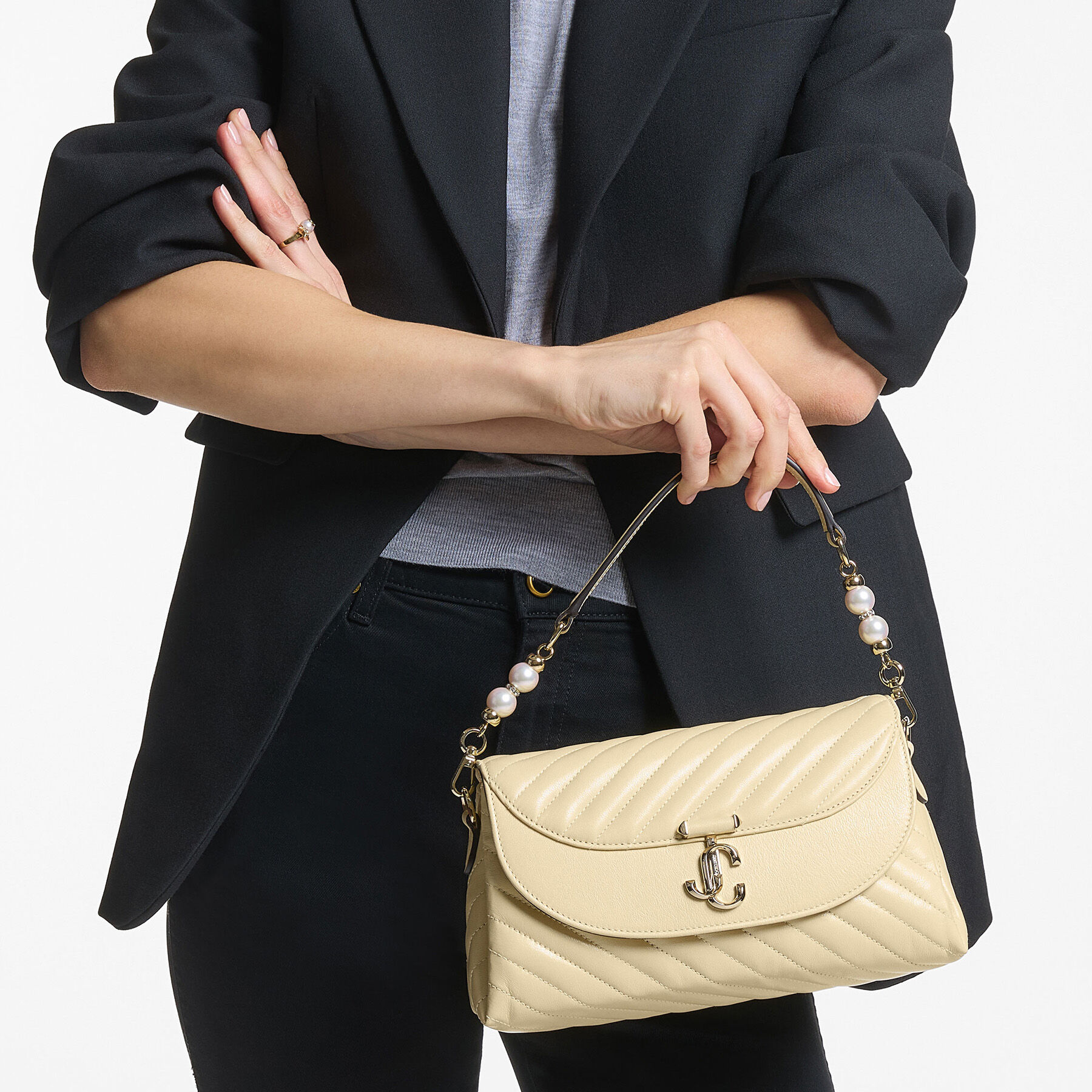 Avn Curve Top Handle |Buttermilk Quilted Biker Leather Shoulder Bag ...