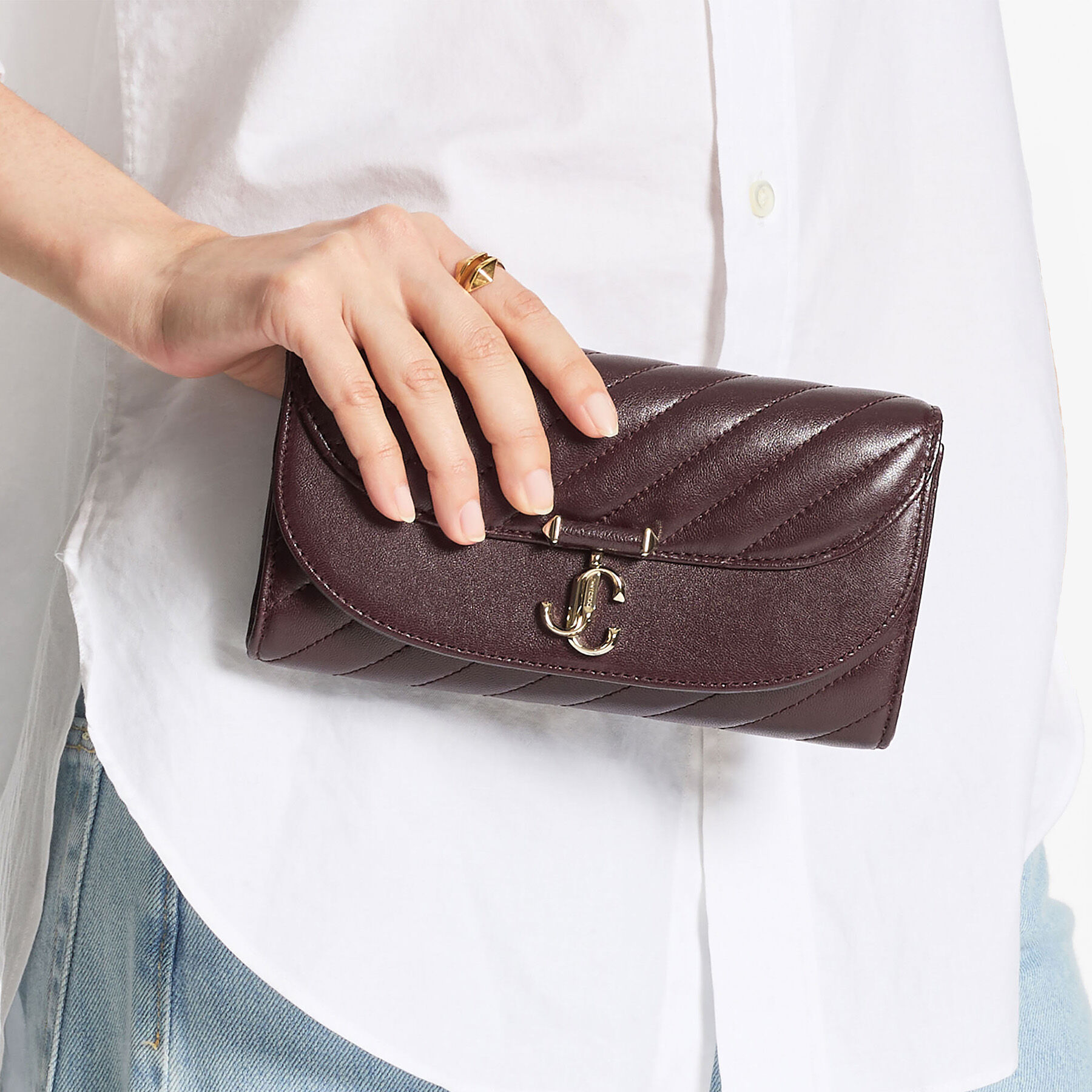 Curve Wallet Chain | Deep Merlot Quilted Biker Leather Wallet Chain ...