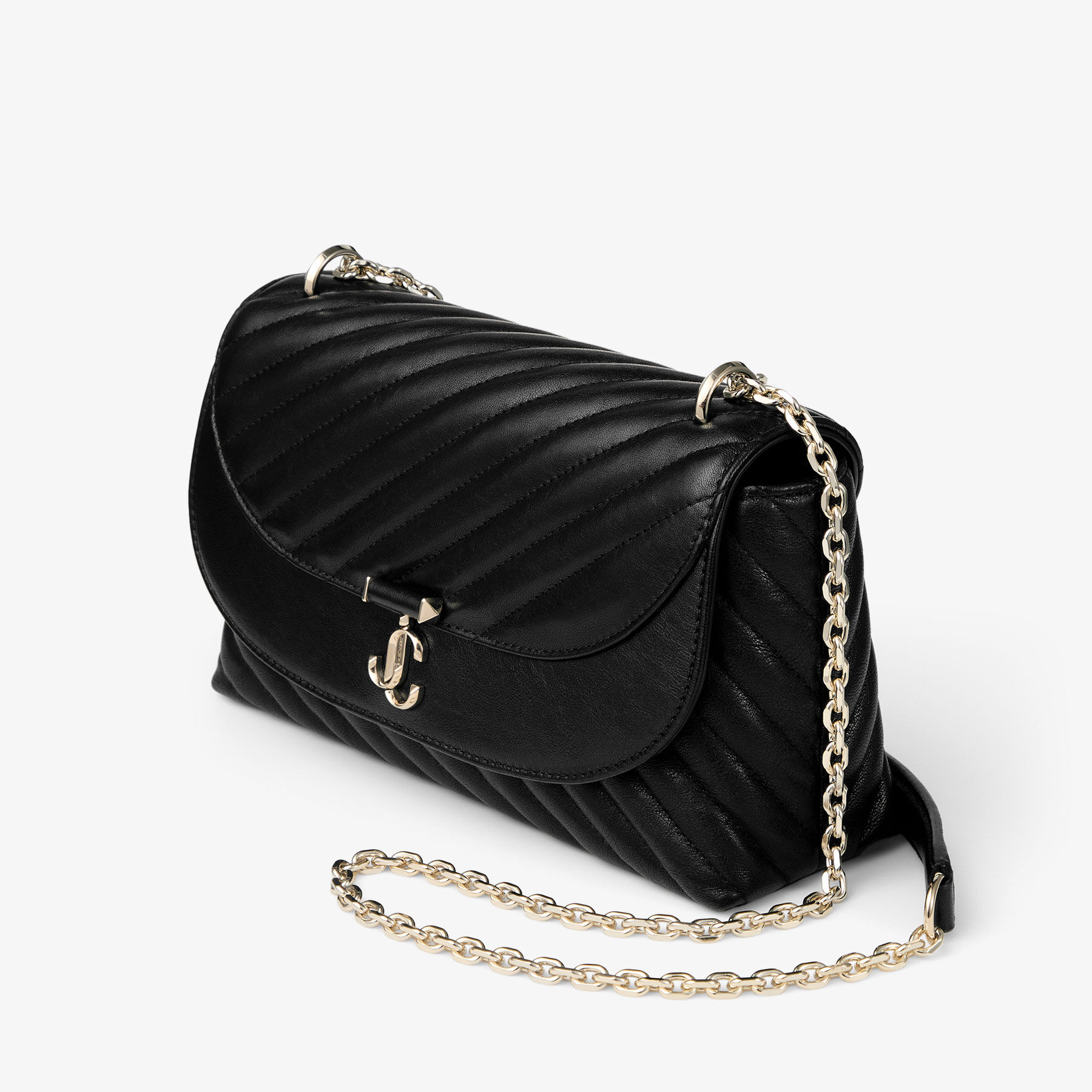 Curve Cross Body Medium | Black Quilted Biker Leather Crossbody Bag ...