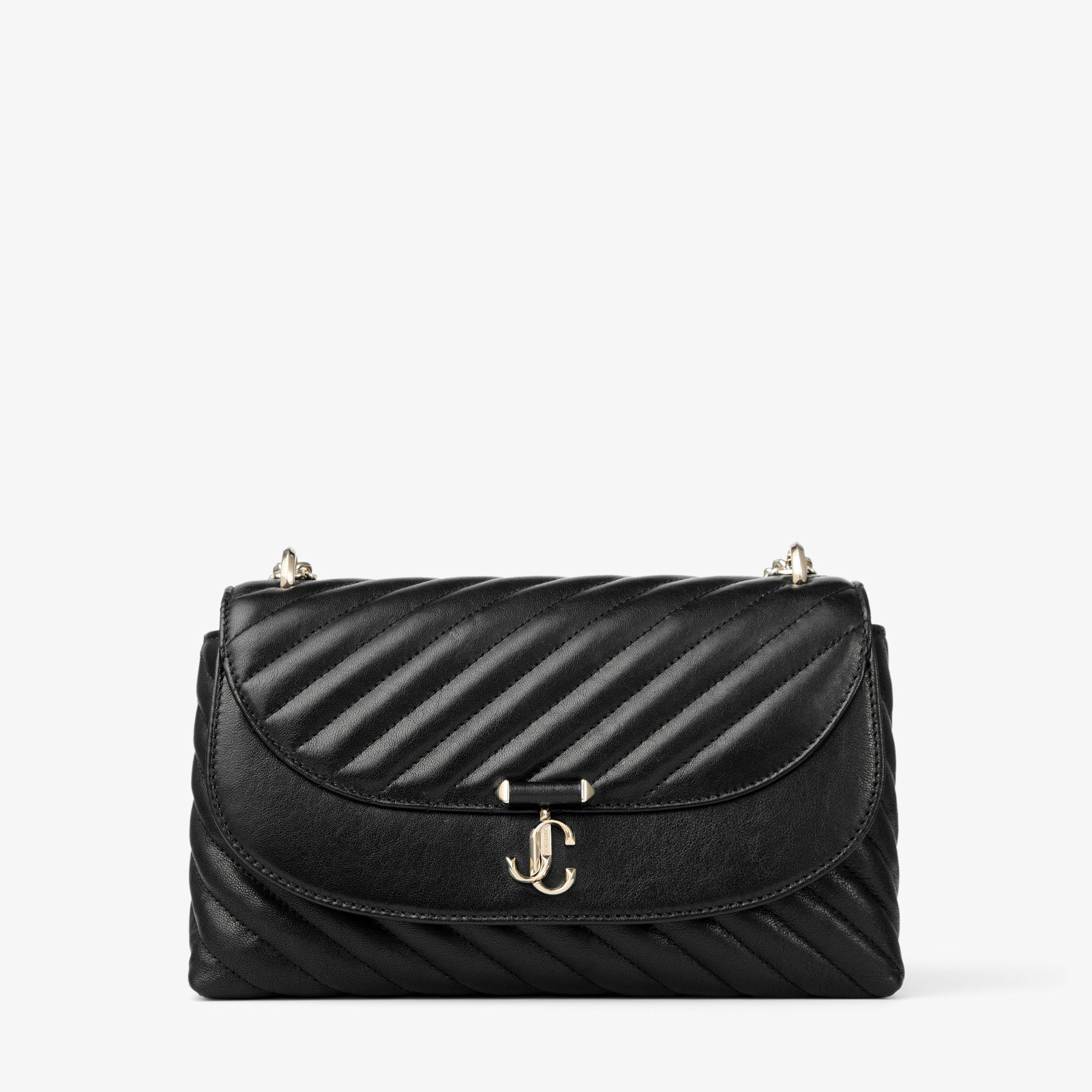 Curve Cross Body Medium | Bolso bandolera en piel acolchada de estilo motero de color negro ...