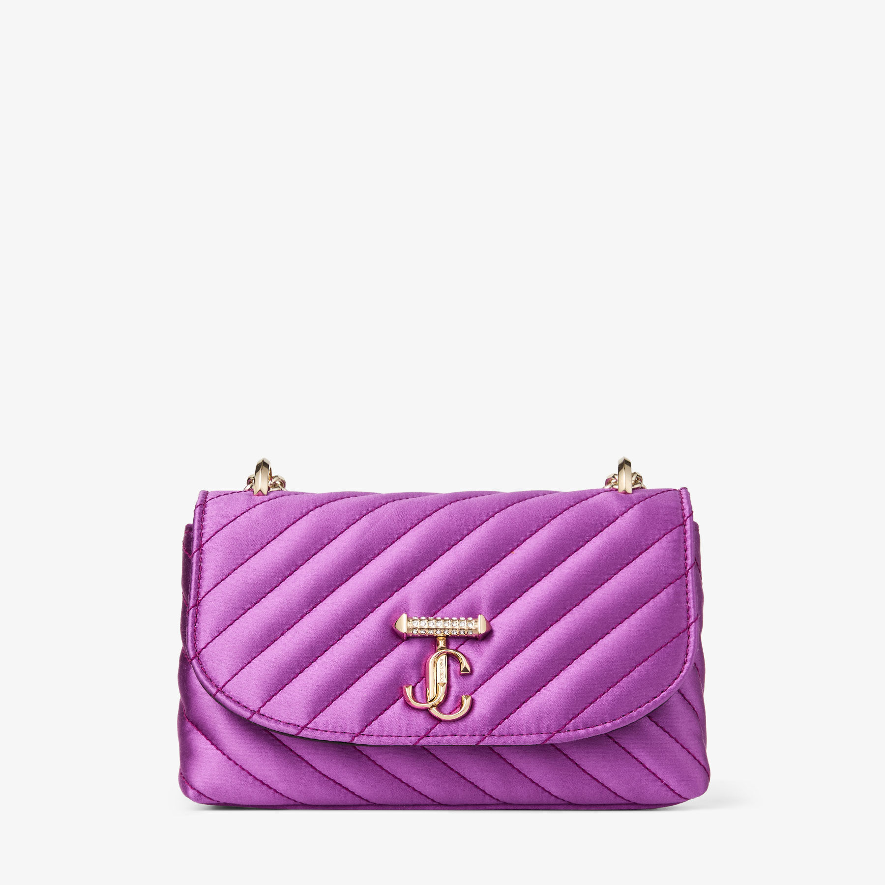 Curve Cross Body Small | Borsa a tracolla in raso trapuntato viola ...
