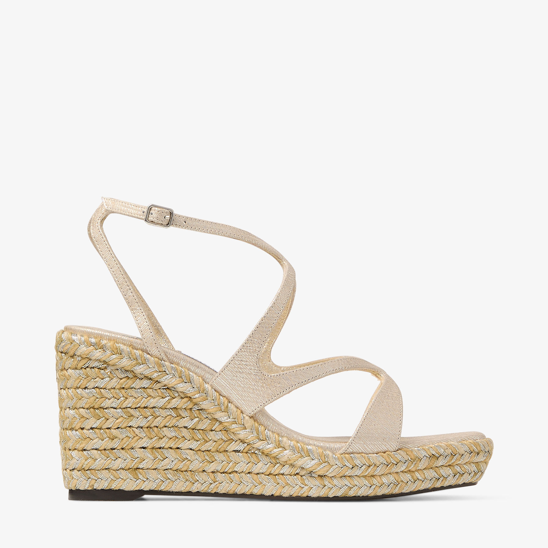 Ayla 85 | Gold Metallic Leather Wedge | JIMMY CHOO