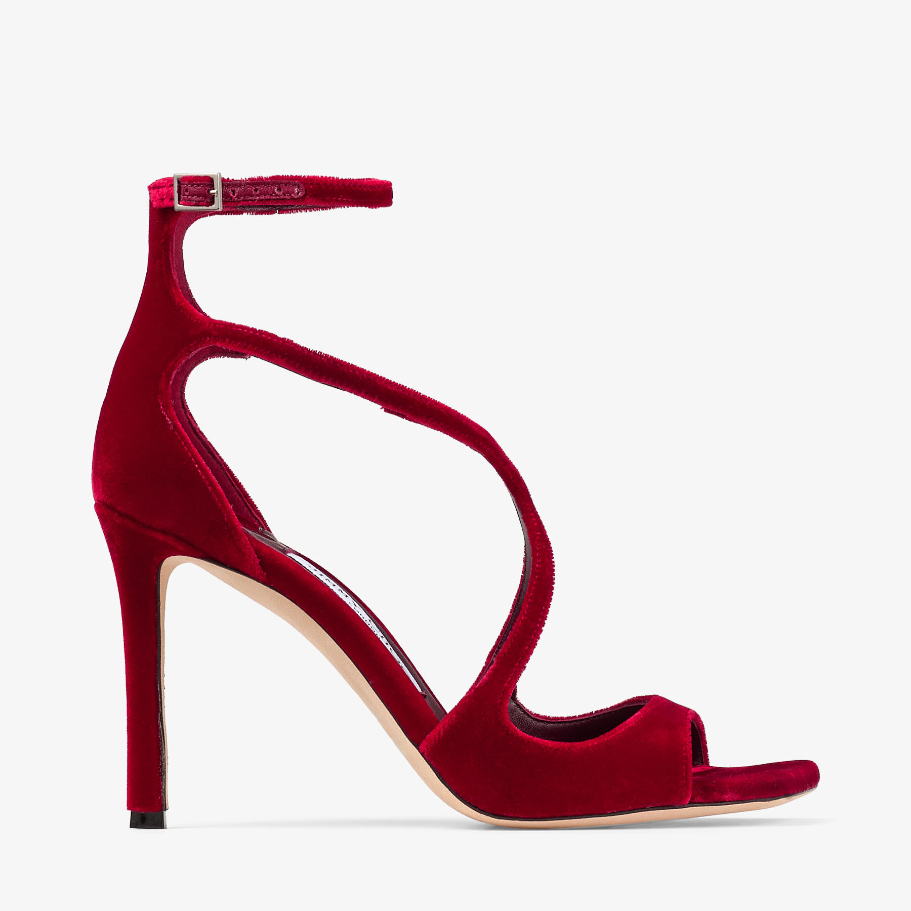Azia 95 | Ruby Red Velvet Sandals | JIMMY CHOO