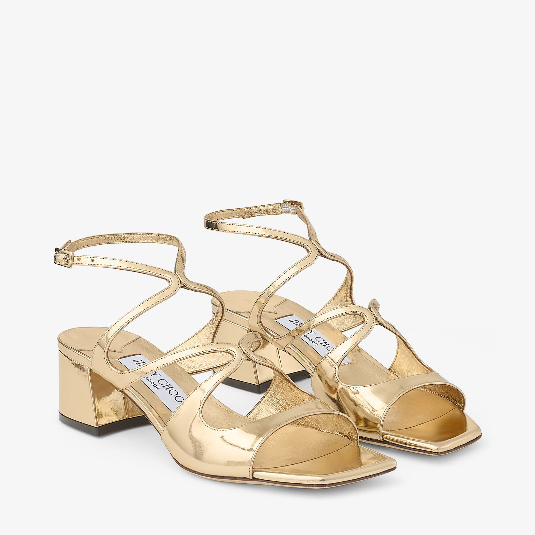 Azilia 45 | Gold Liquid Metal Leather Strappy Sandal | JIMMY CHOO