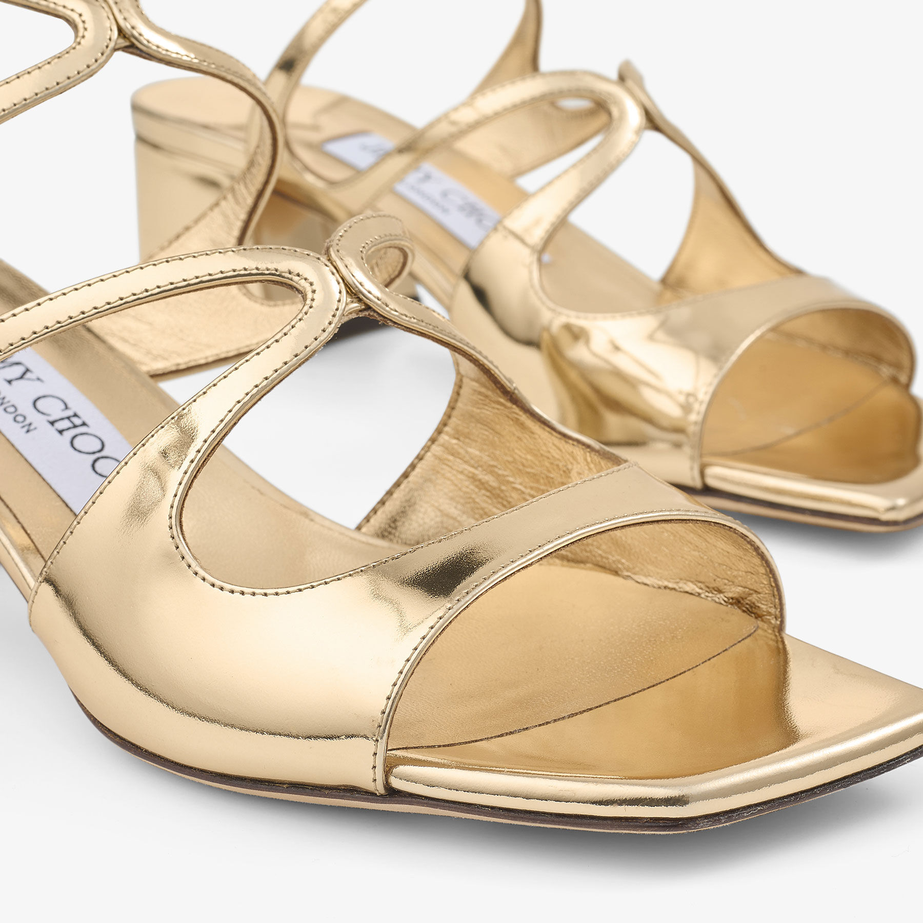 Azilia 45 | Sandales à brides en cuir doré effet métal liquide | JIMMY CHOO