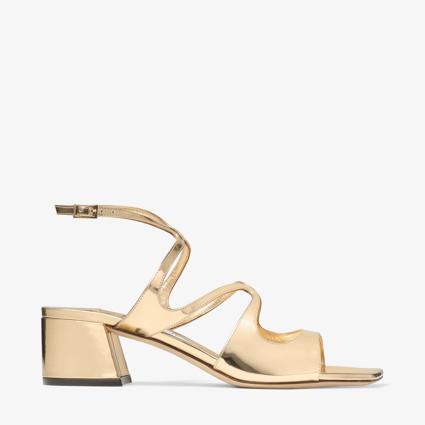 Azilia 45 | Gold Liquid Metal Leather Strappy Sandal | JIMMY CHOO