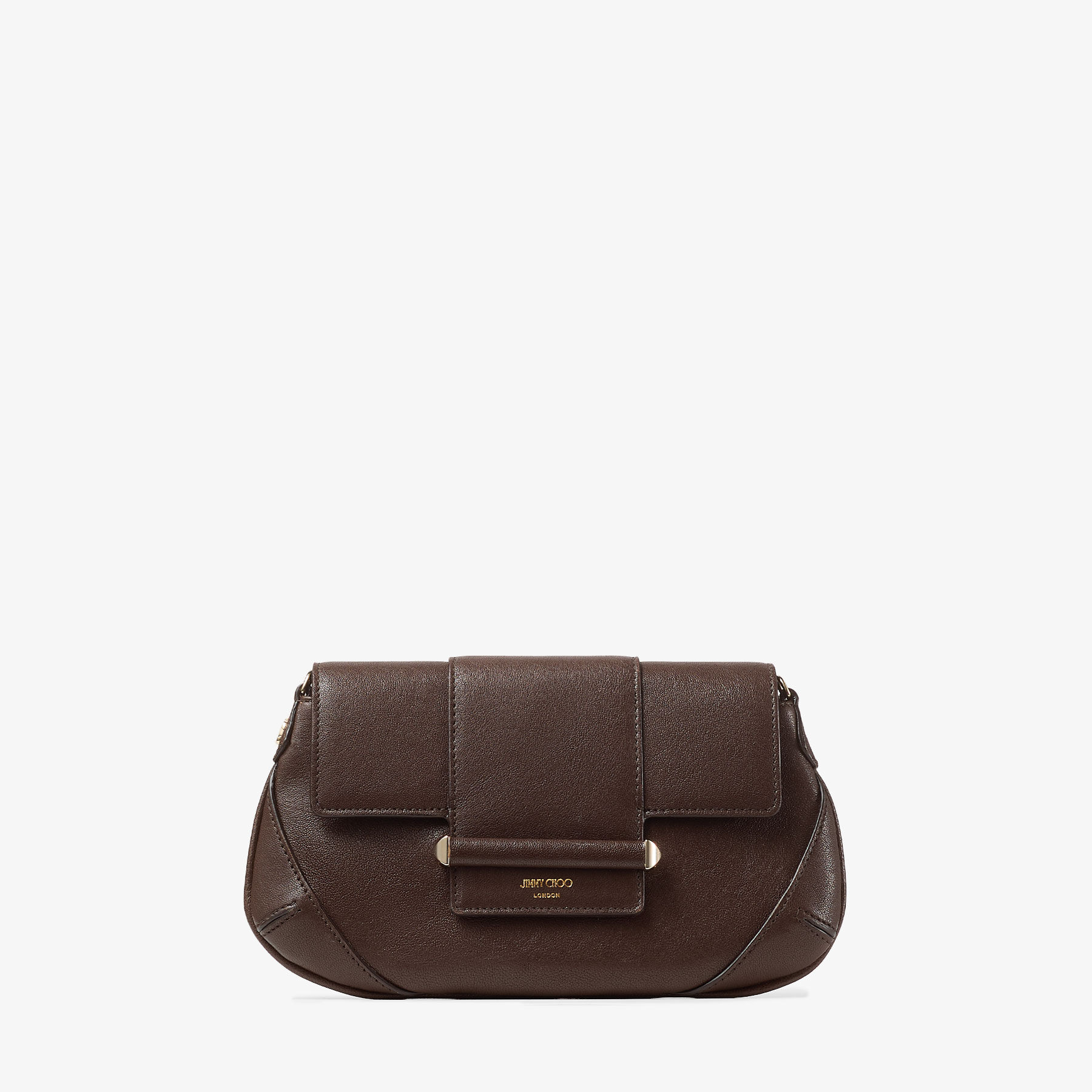 Bar Wallet With Chain | Chocolate Biker Leather Shoulder Bag | JIMMY CHOO