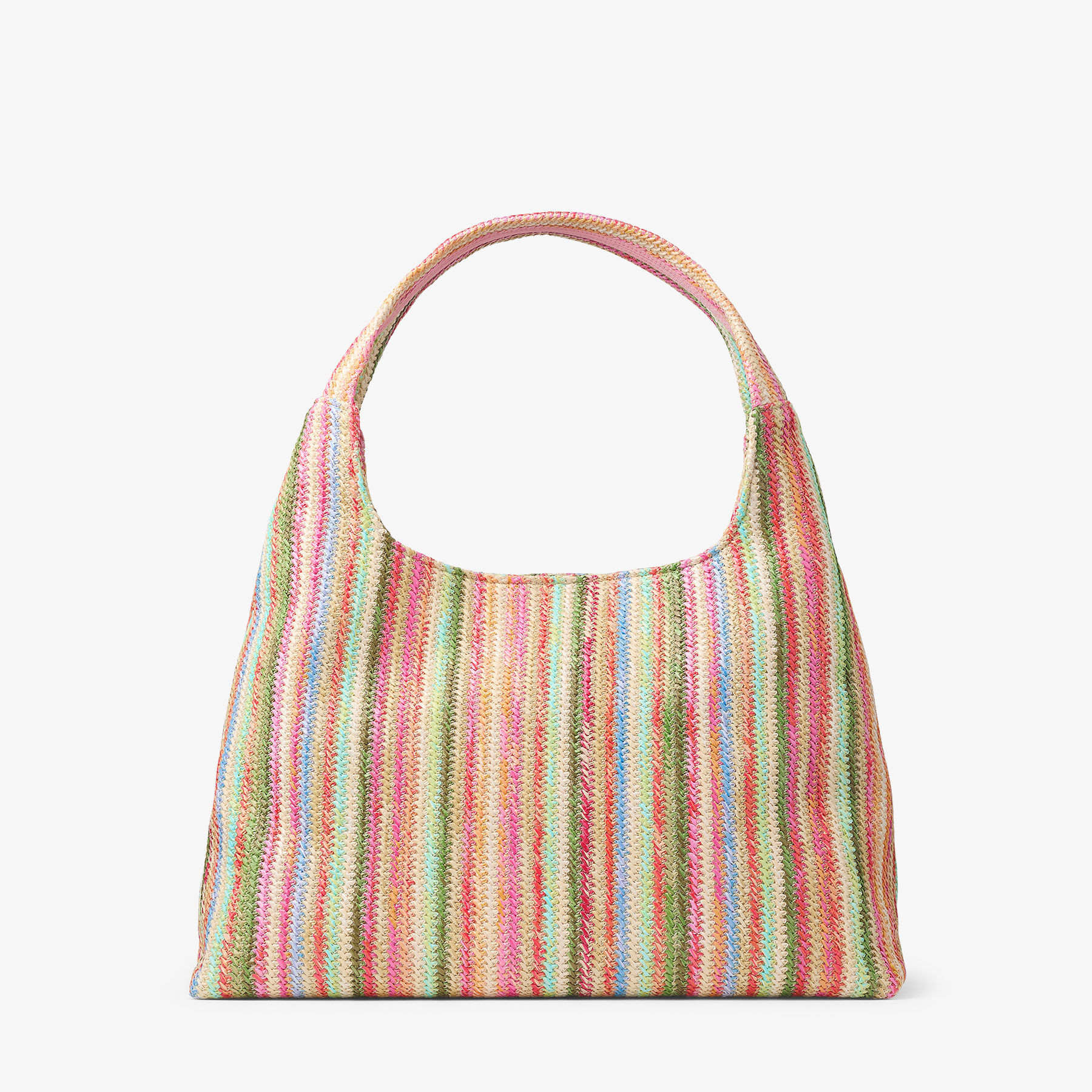 Beach Diamond Hobo L | Ecru Striped Raffia Shoulder Bag | JIMMY CHOO