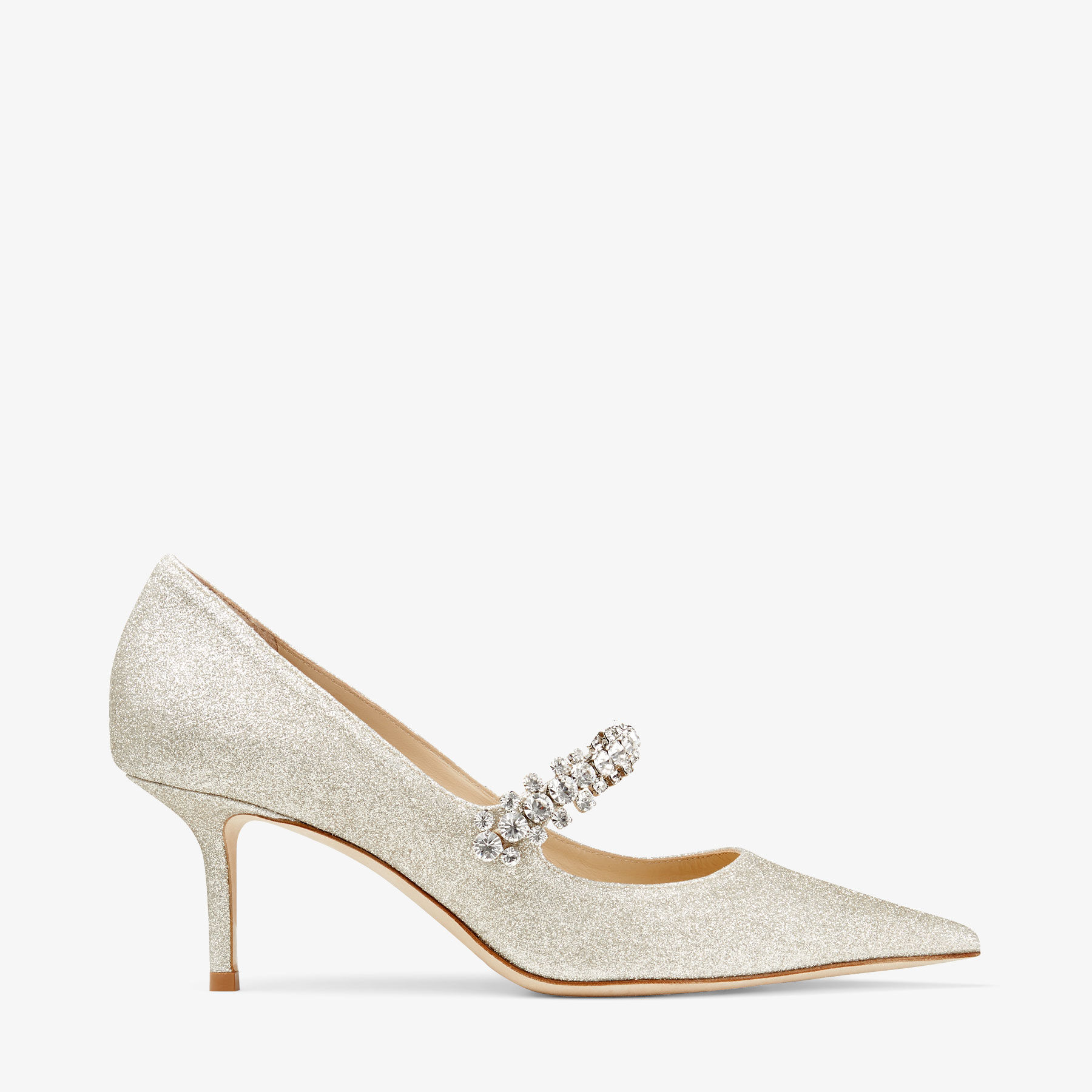 Bing Pump 65 | Platinum Ice Dusty Glitter Pumps with crystals | JIMMY CHOO