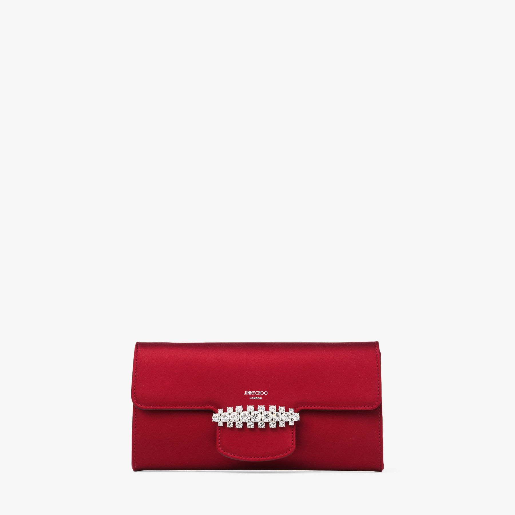 Bing Wallet With Chain | Ruby Red Satin Wallet with Crystal Piece ...