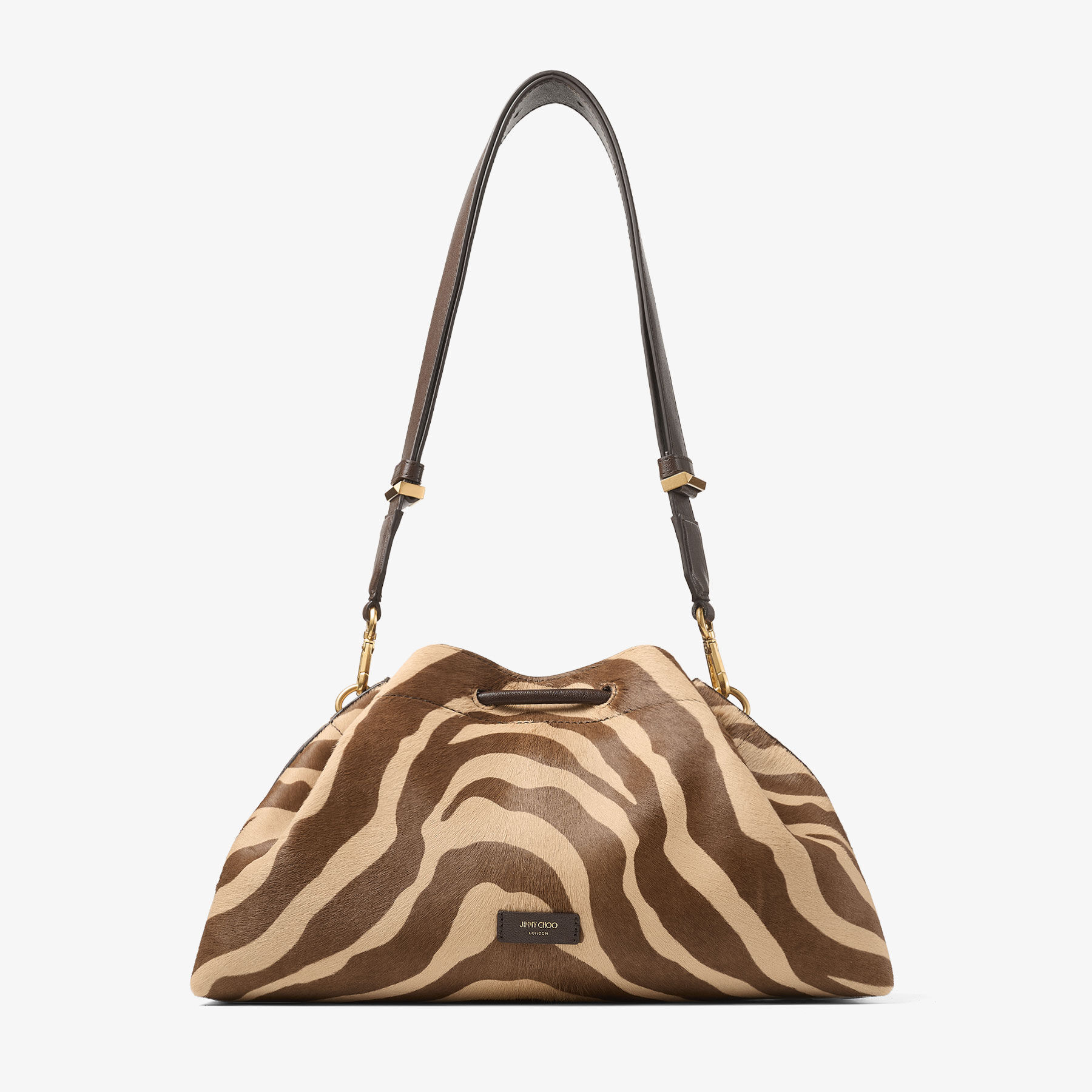 Cinch M | Bag aus Ponyfell in Natur mit Zebra-Print | JIMMY CHOO