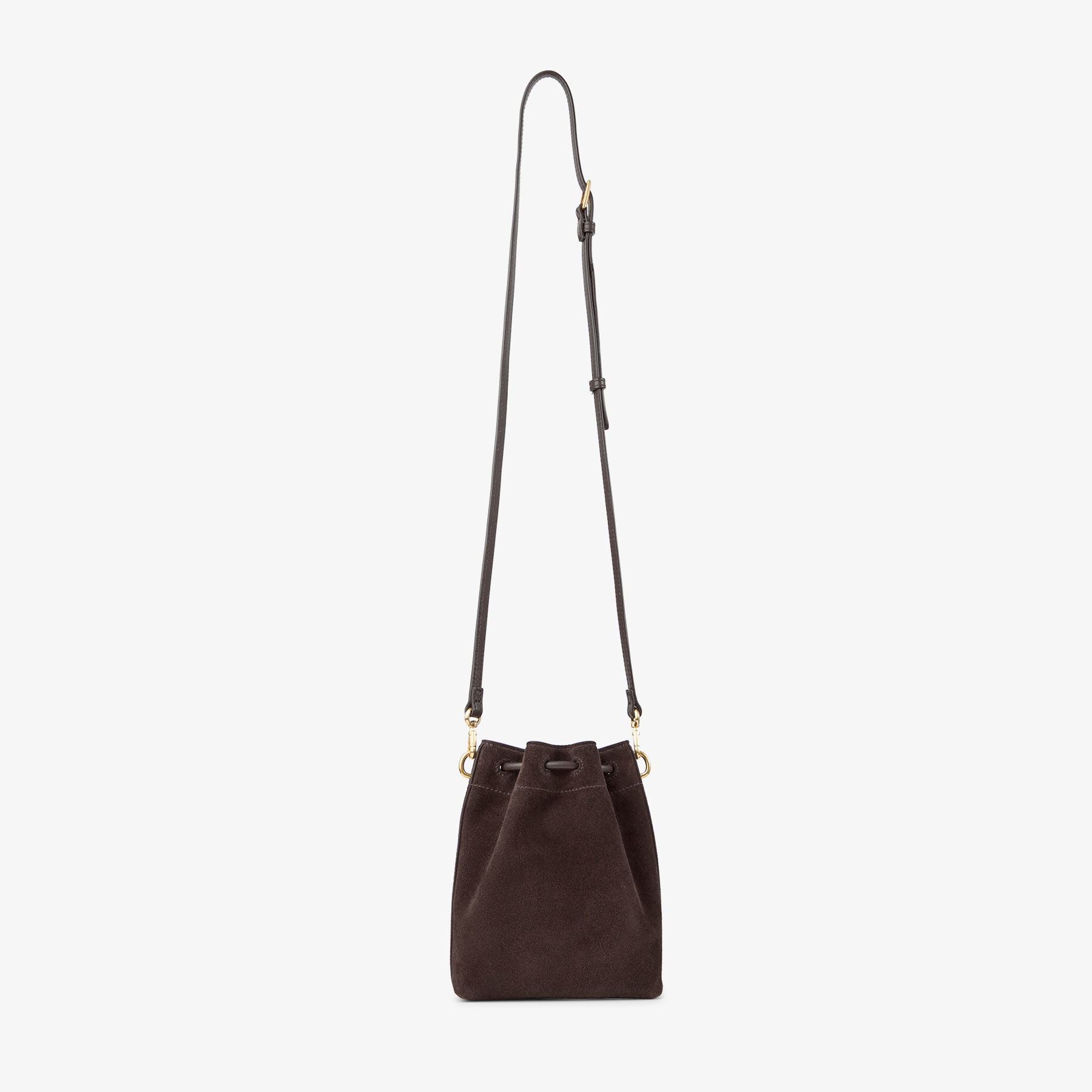 Cinch North-South Mini | Coffee Suede Mini Bag | JIMMY CHOO