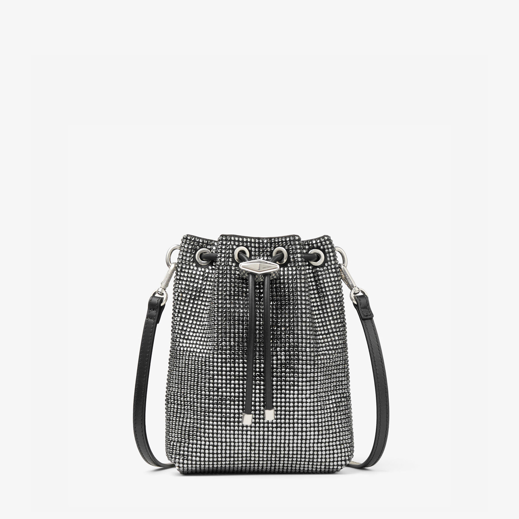 Cinch Mini | Black Satin Crystal Mini Bag | JIMMY CHOO