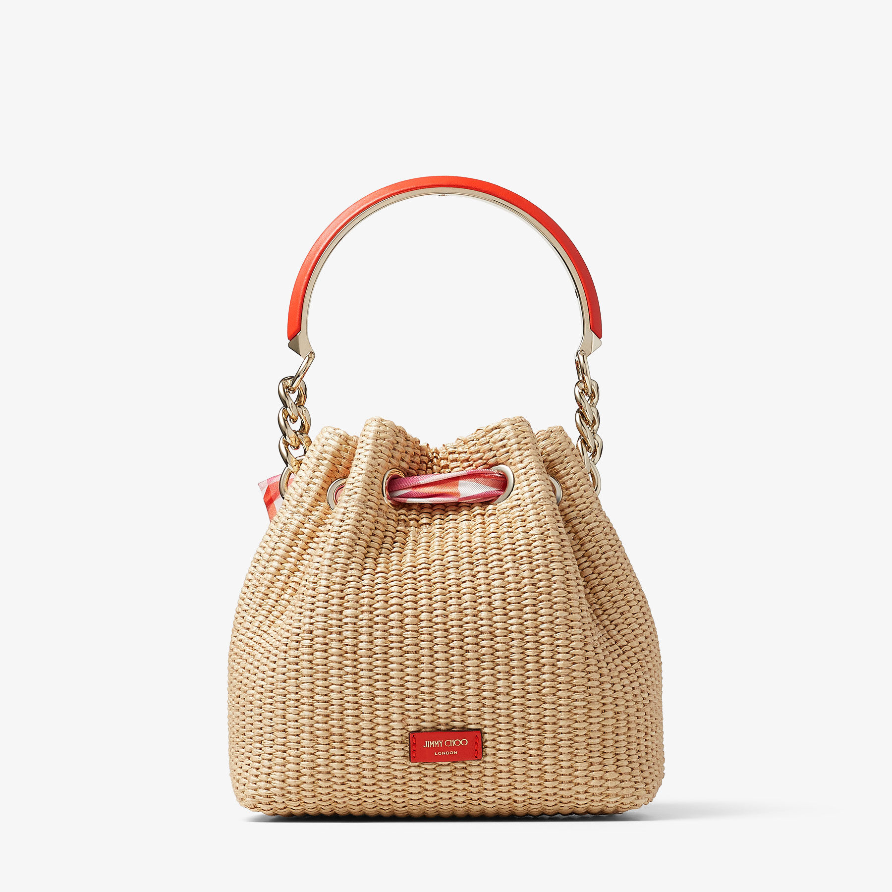 Bon Bon Bucket/S | Natural/Paprika Raffia Bucket Bag | JIMMY CHOO AU
