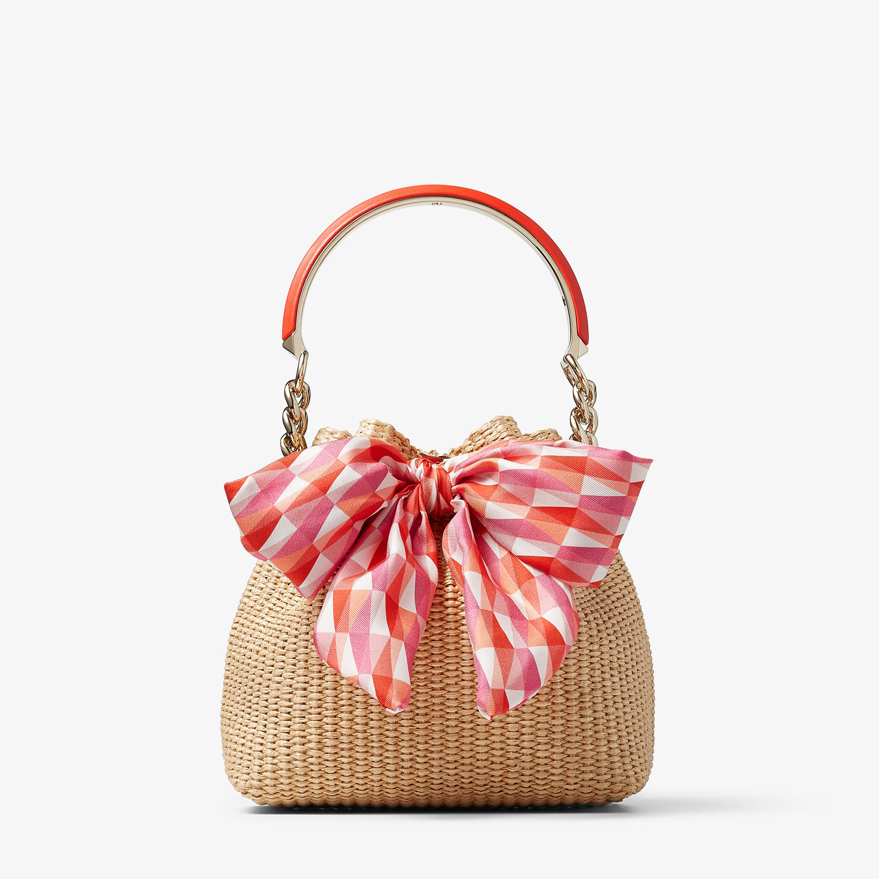Bon Bon Bucket/S | Natural/Paprika Raffia Bucket Bag | JIMMY CHOO AU