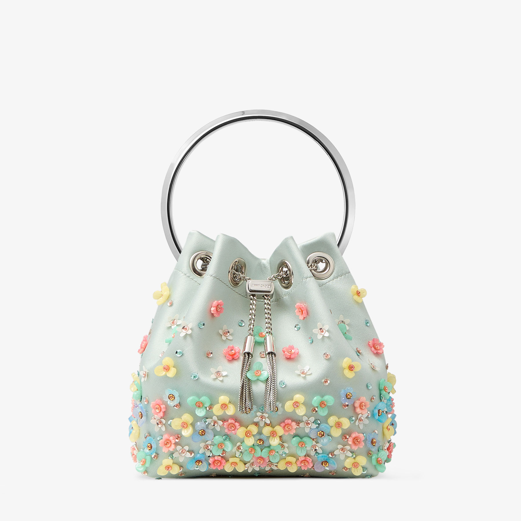 Bon Bon | Light Verde Satin Bag With Degrade Daisie | JIMMY CHOO