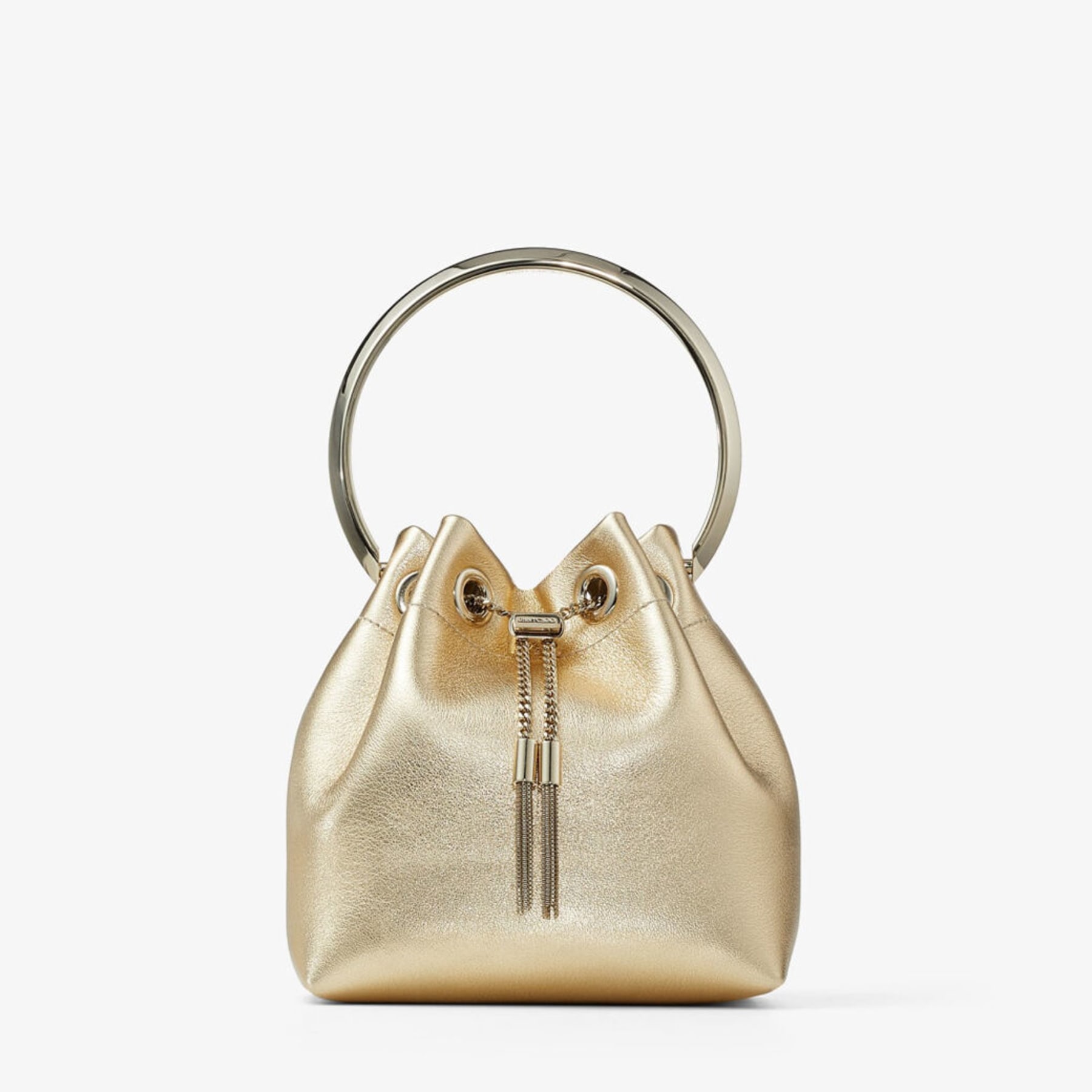 BON BON | Gold Metallic Nappa Bag with Metal Handle | JIMMY CHOO