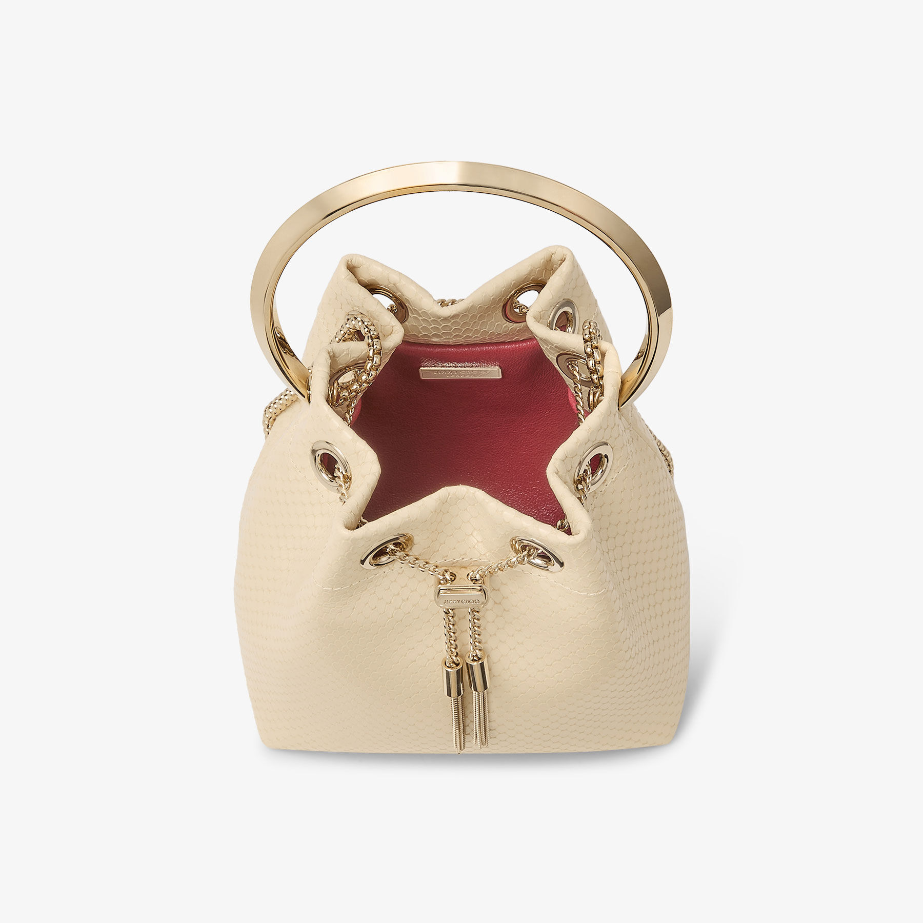 Bon Bon | Sac en cuir à imprimé élaphe jaune clair | JIMMY CHOO