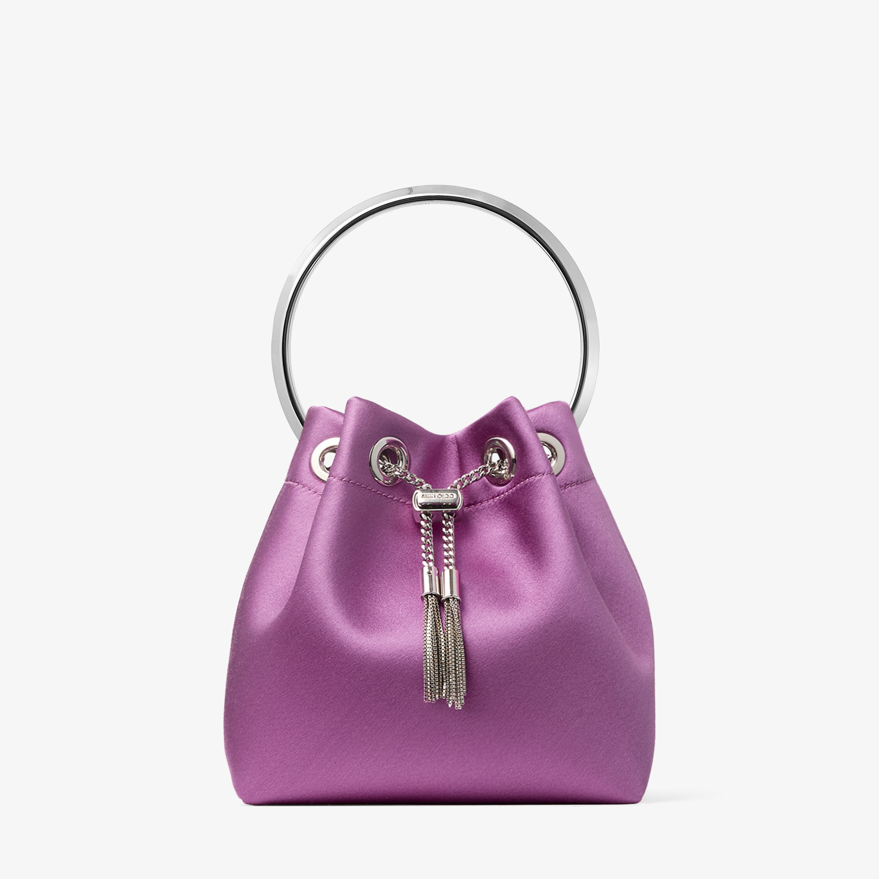 Bon Bon | Sac en satin violet orchidée avec bracelet métallique ...