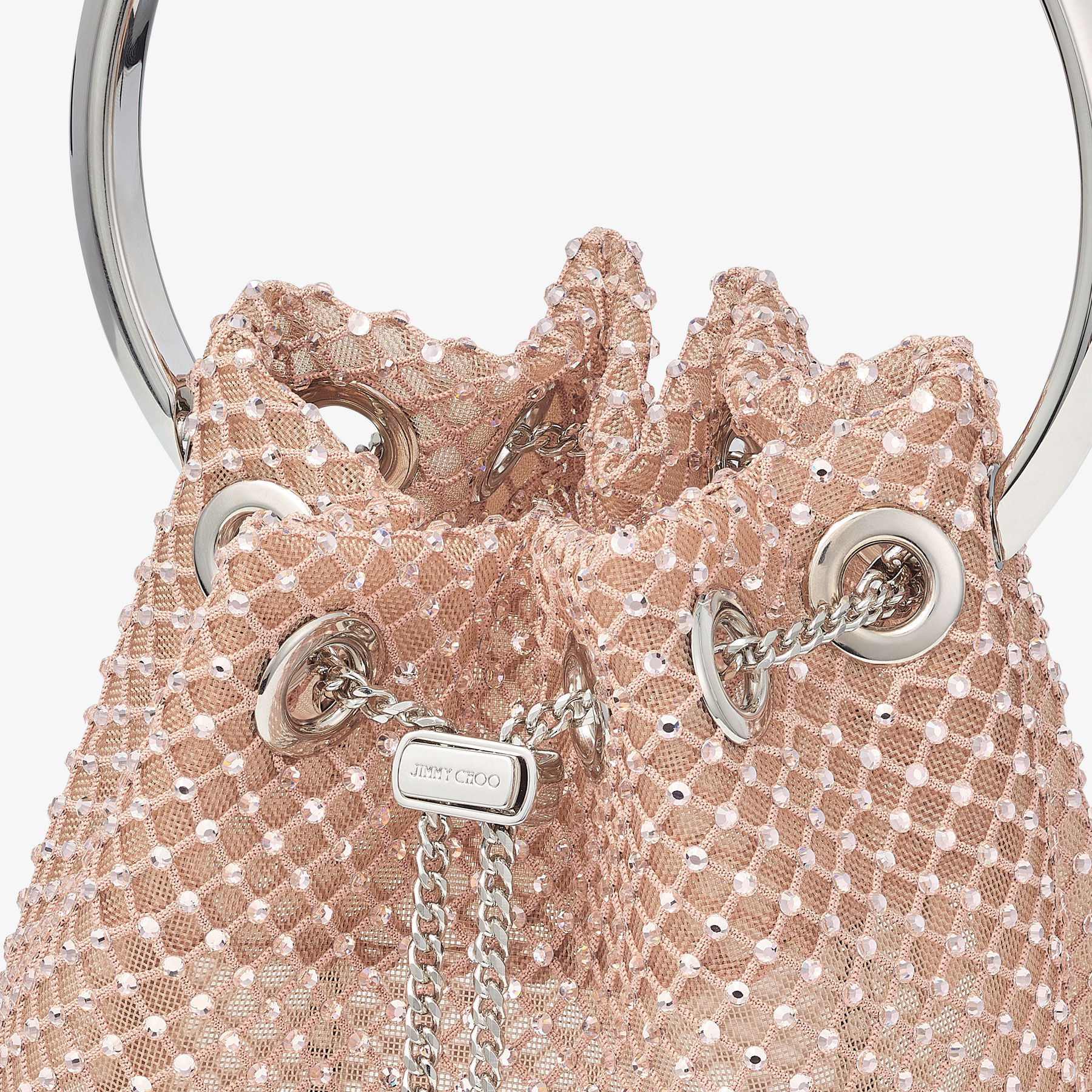 Bon Bon | Macaron Satin Crystal Mesh Bag | JIMMY CHOO