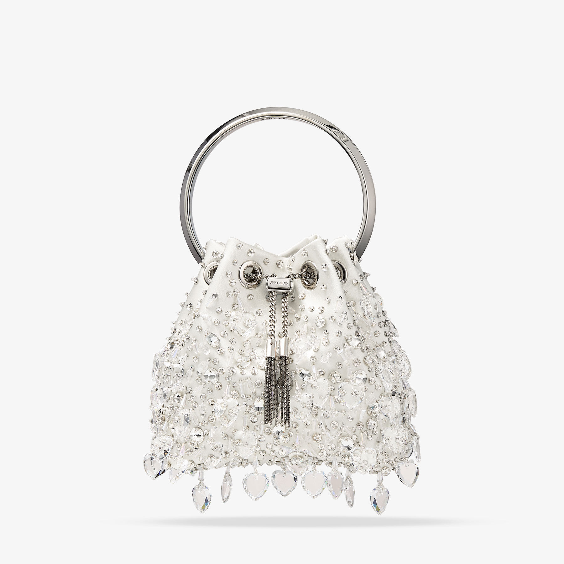 Bon Bon|Latte/Silver Satin Crystal Bag| JIMMY CHOO