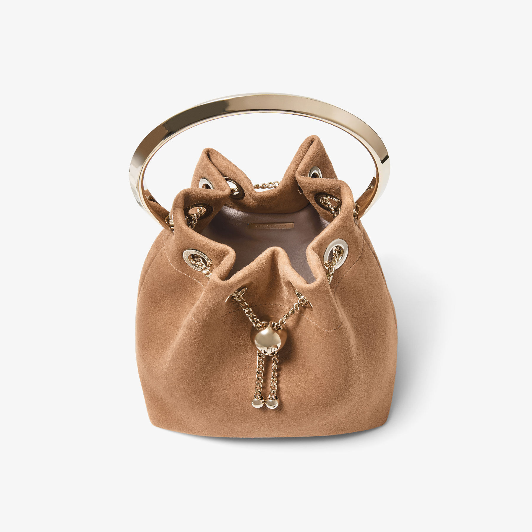 Bon Bon | Sac en daim toffee avec fermeture à perle | JIMMY CHOO