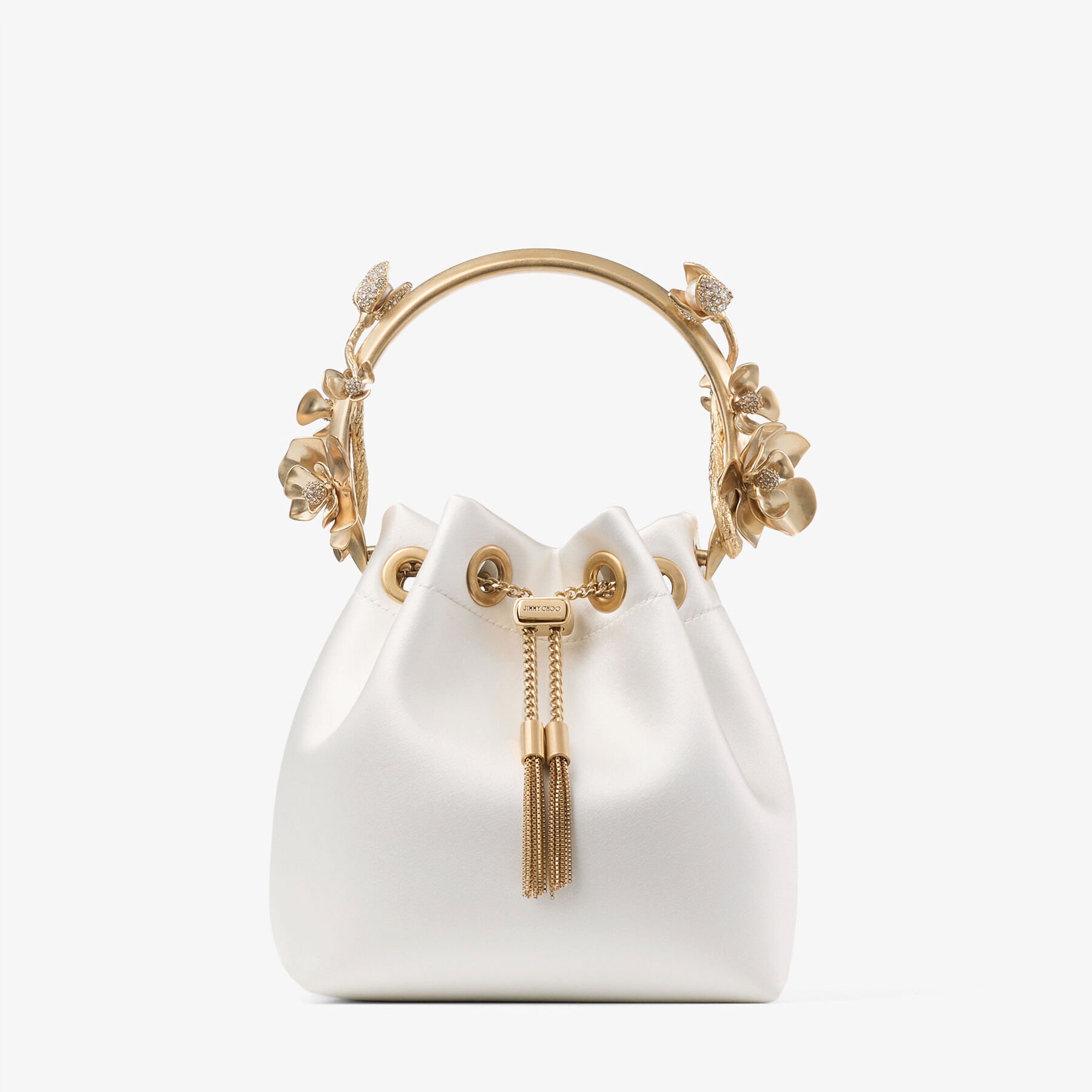 Bon Bon | Ivory Satin Flower Bag | JIMMY CHOO