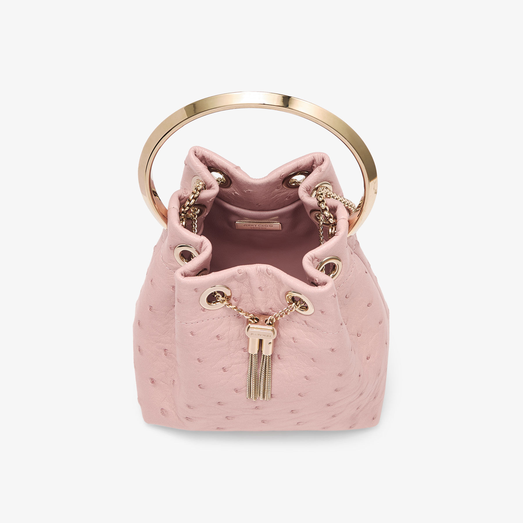 Bon Bon | Rose Ostrich Leather Bag | JIMMY CHOO