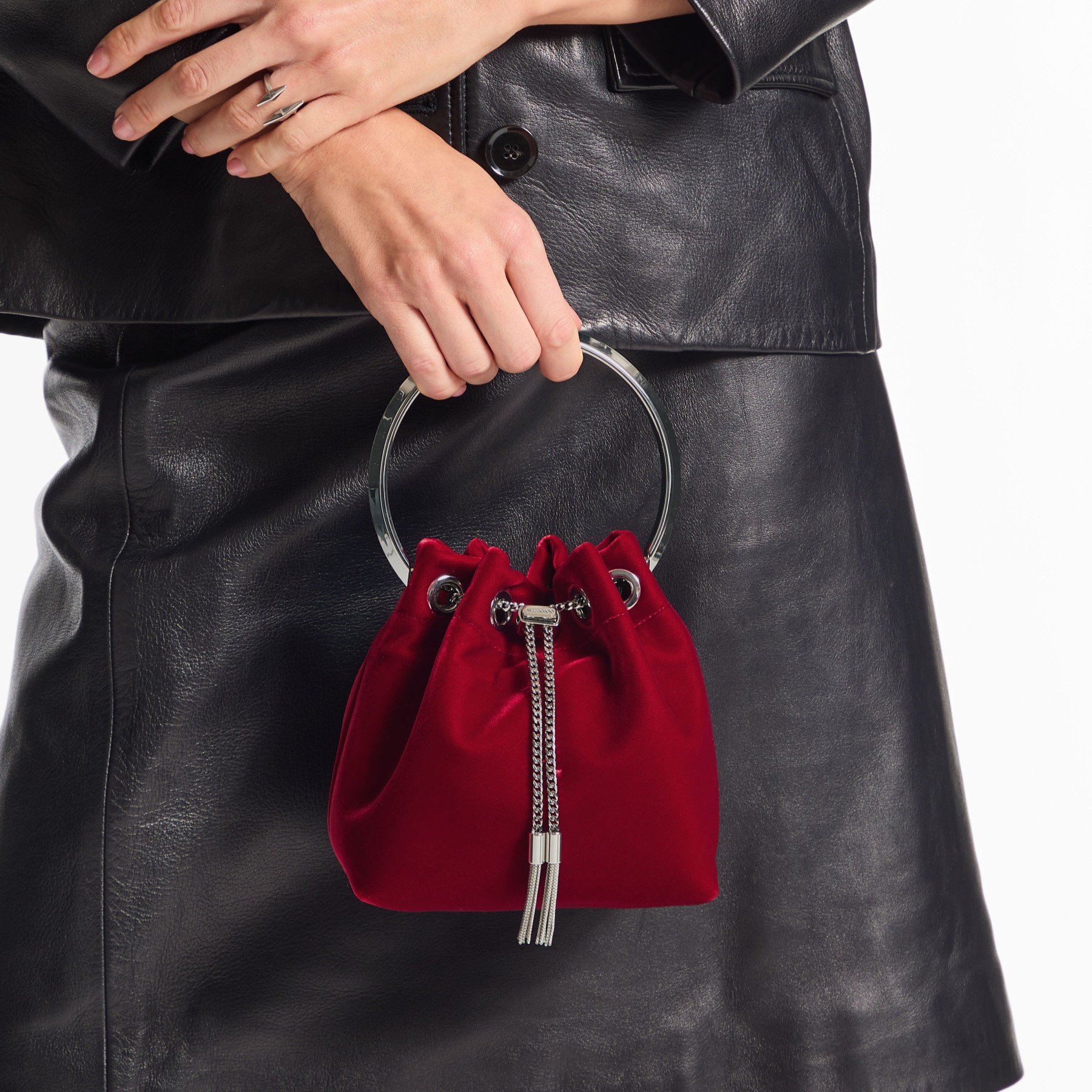 Bon Bon | Ruby Red Velvet Bag | JIMMY CHOO