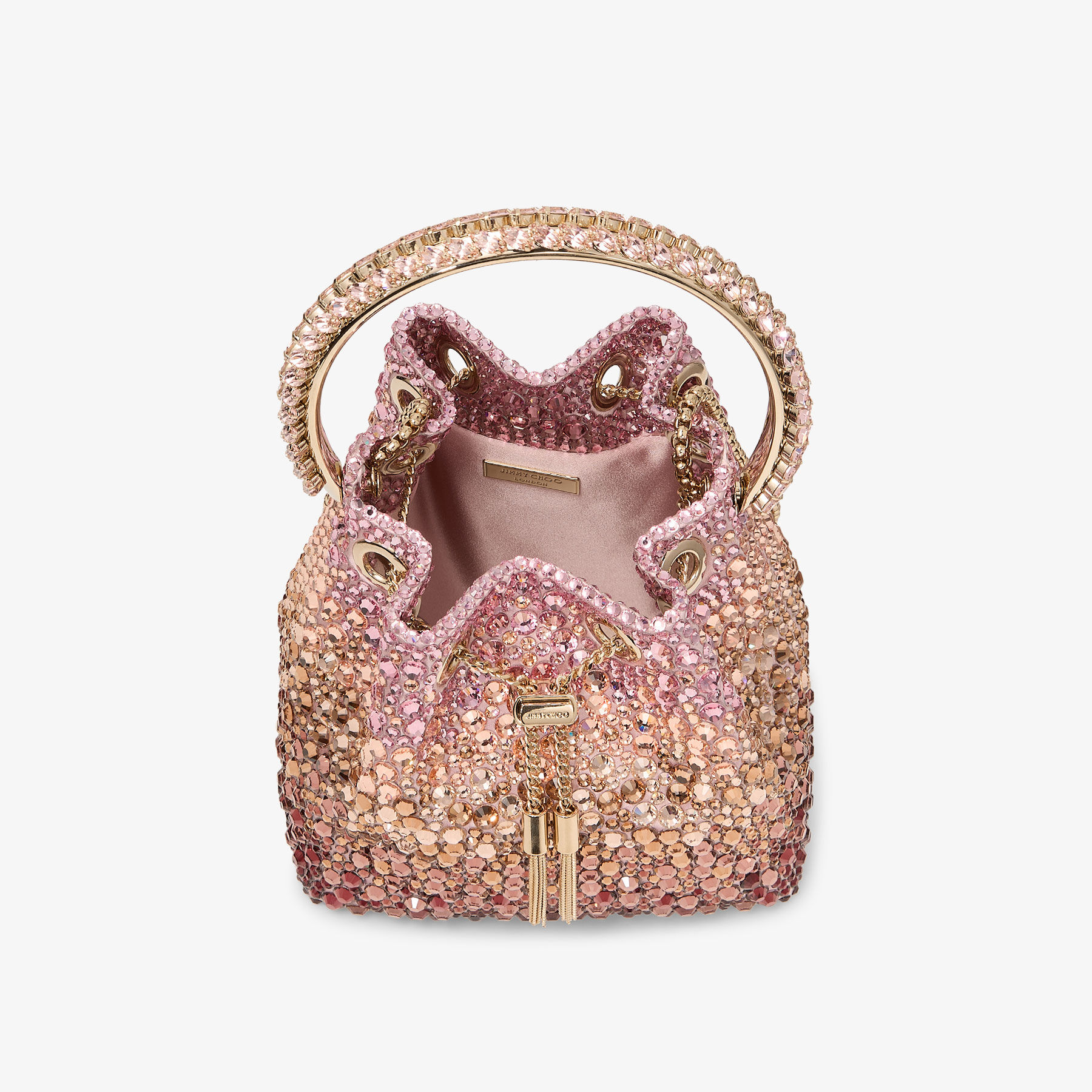 Bon Bon | Blush Satin Bag with Crystals | JIMMY CHOO