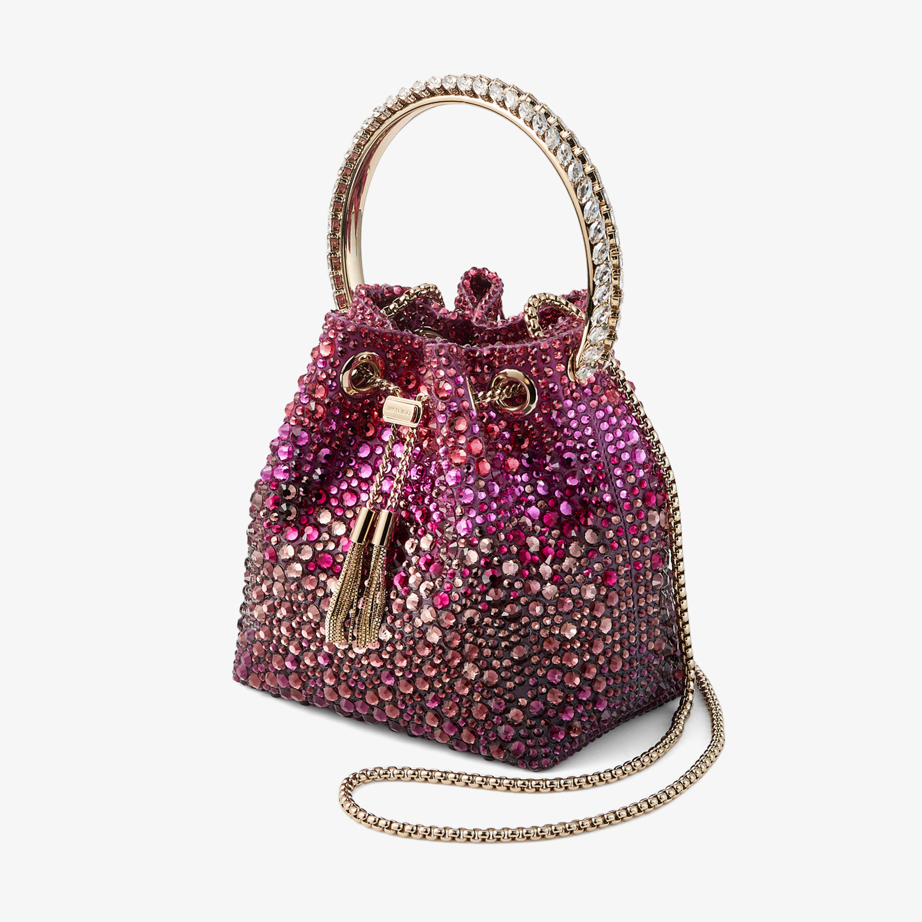Bon Bon | Borsa in raso winter bloom e viola orchidea con cristalli ...